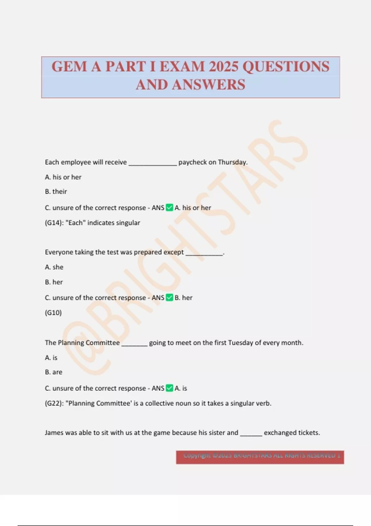 GEM A PART I EXAM 2025 QUESTIONS AND ANSWERS - GEM - Stuvia FR