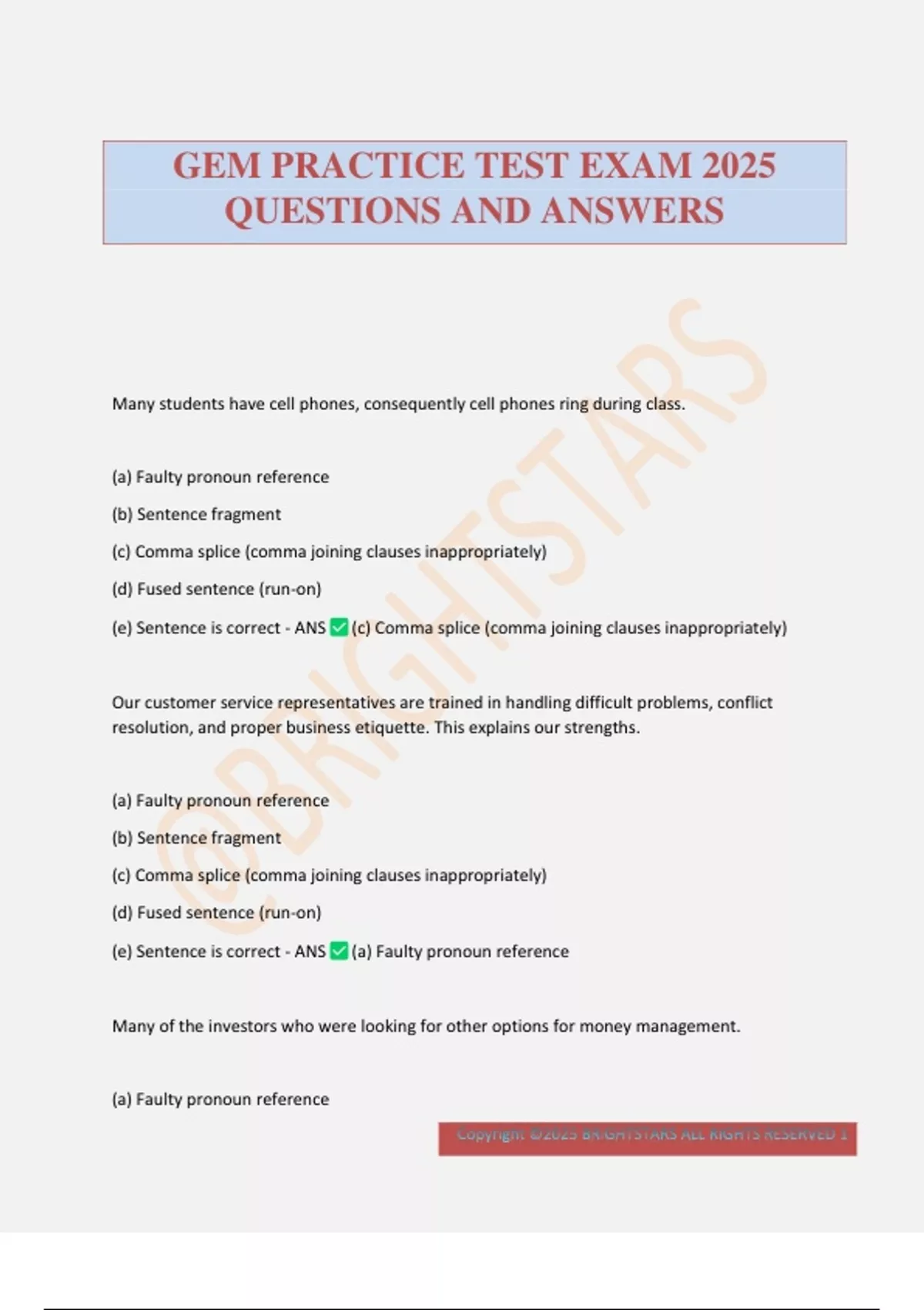 GEM PRACTICE TEST EXAM 2025 QUESTIONS AND ANSWERS - GEM - Stuvia FR