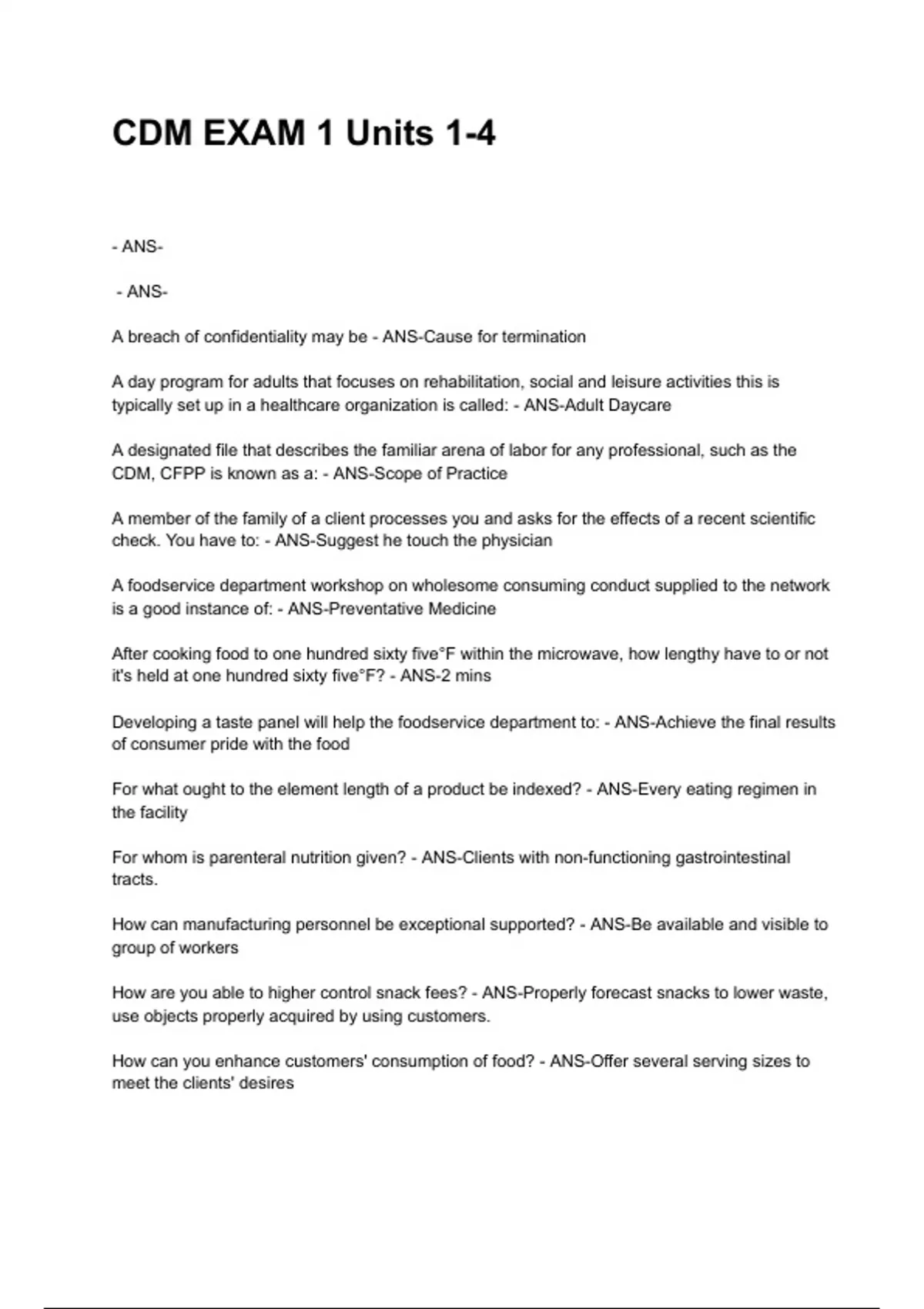 CDM EXAM 1 Units 1-4 NEWEST 2024/2025 ACTUAL COMPLETE QUESTIONS AND CORRECT DETAILED ANSWERS ...