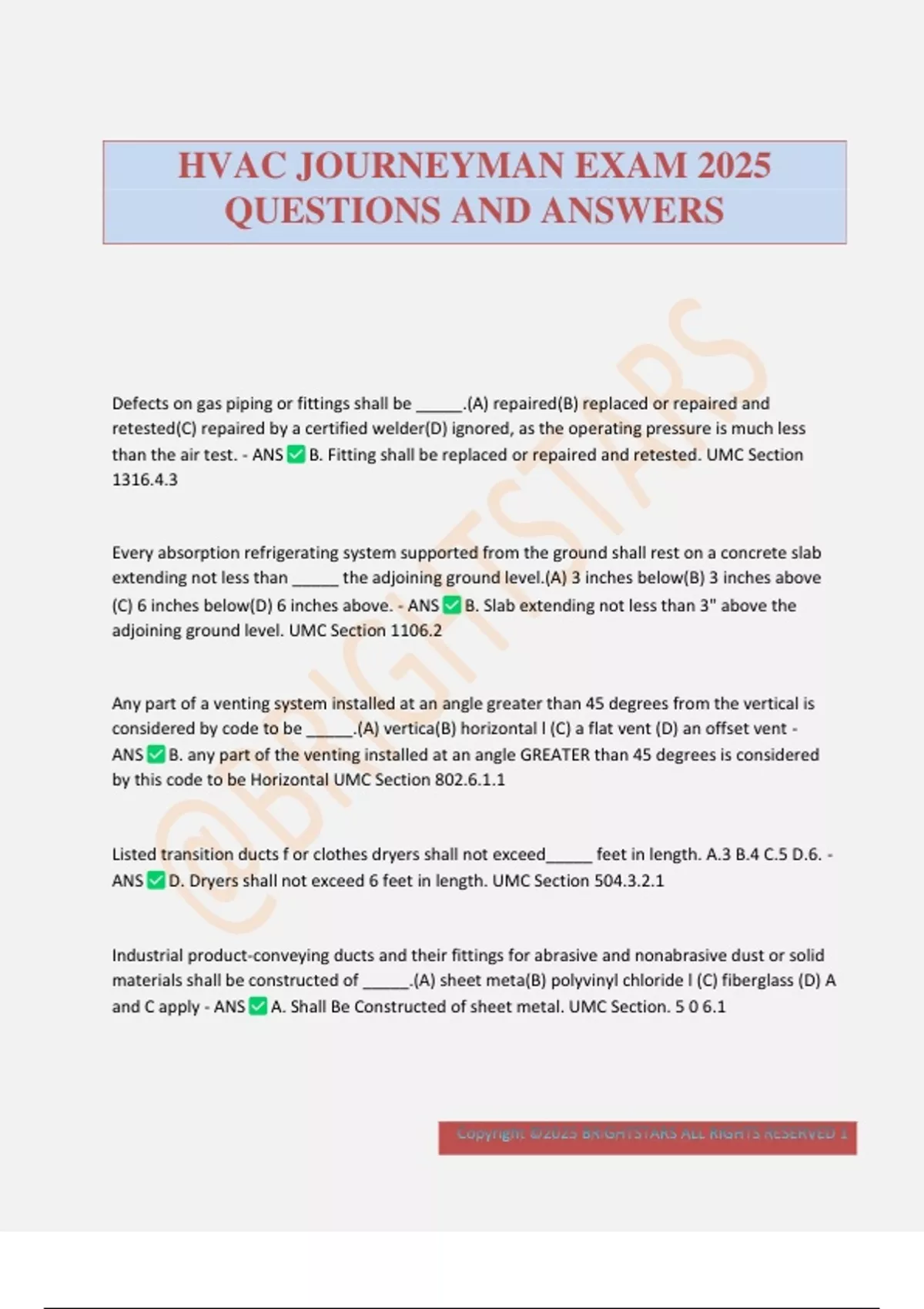 HVAC JOURNEYMAN EXAM 2025 QUESTIONS AND ANSWERS - HVAC JOURNEYMAN - Stuvia US