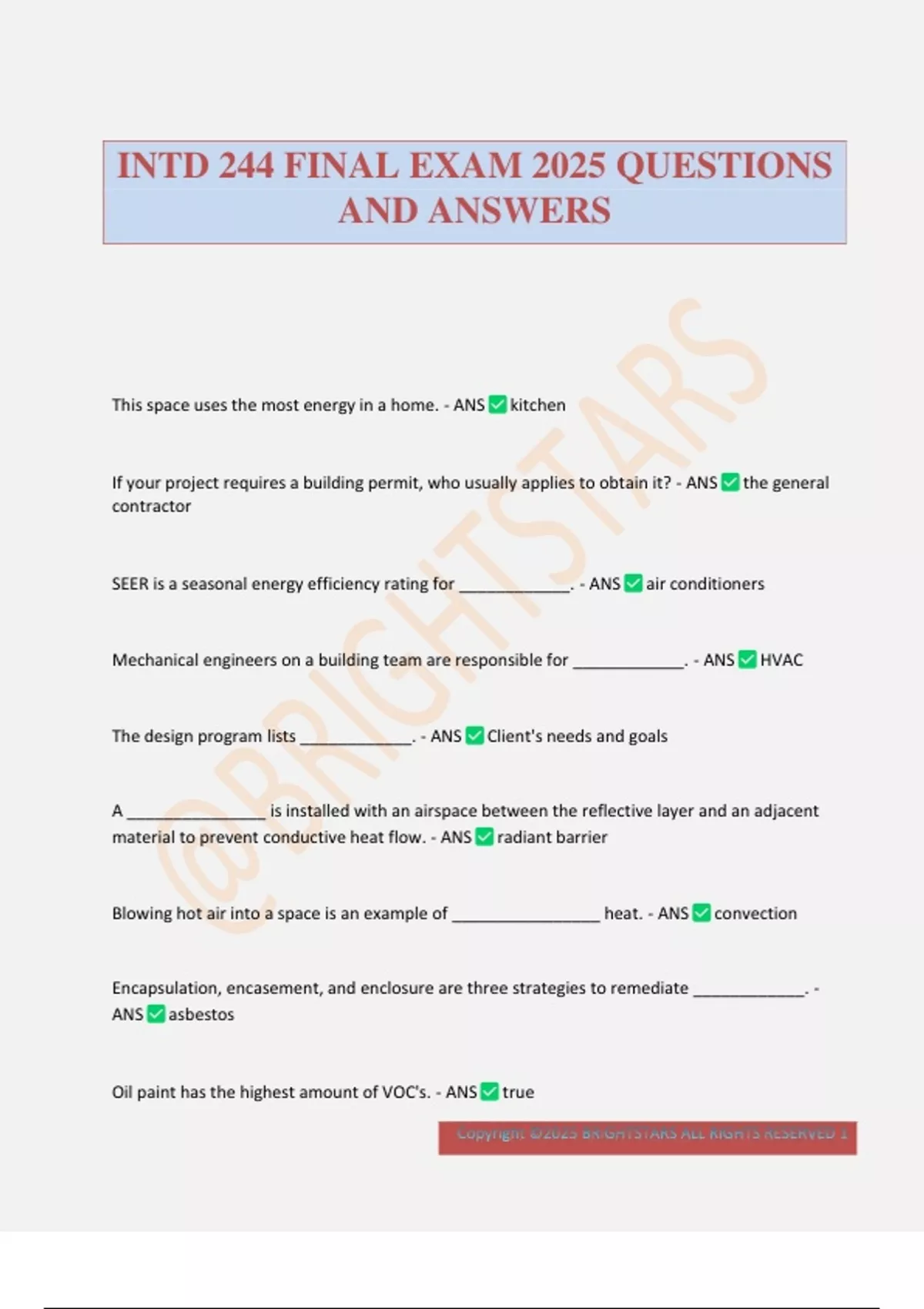 INTD 244 FINAL EXAM 2025 QUESTIONS AND ANSWERS - INTD 244 - Stuvia US