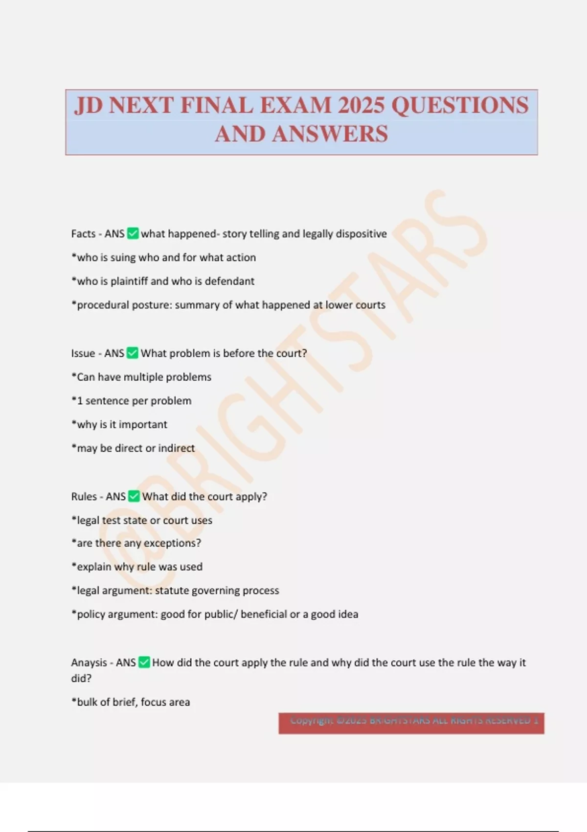 JD NEXT FINAL EXAM 2025 QUESTIONS AND ANSWERS - J D - Stuvia US