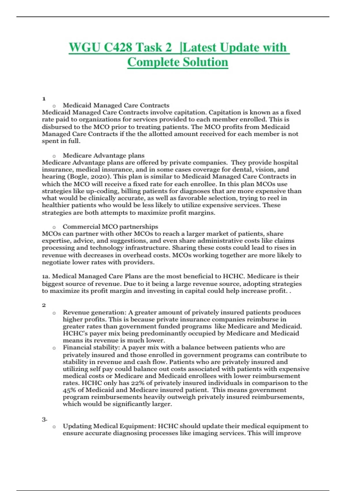 WGU C428 Task 2 |Latest Update with Complete Solution - C428 - Stuvia US