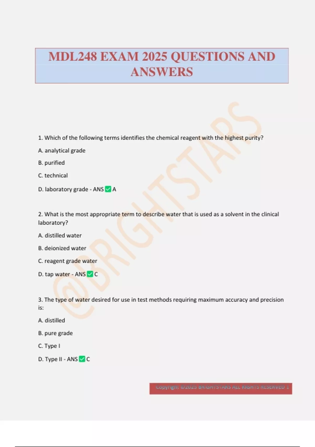 MDL248 EXAM 2025 QUESTIONS AND ANSWERS - MDL 248 - Stuvia US