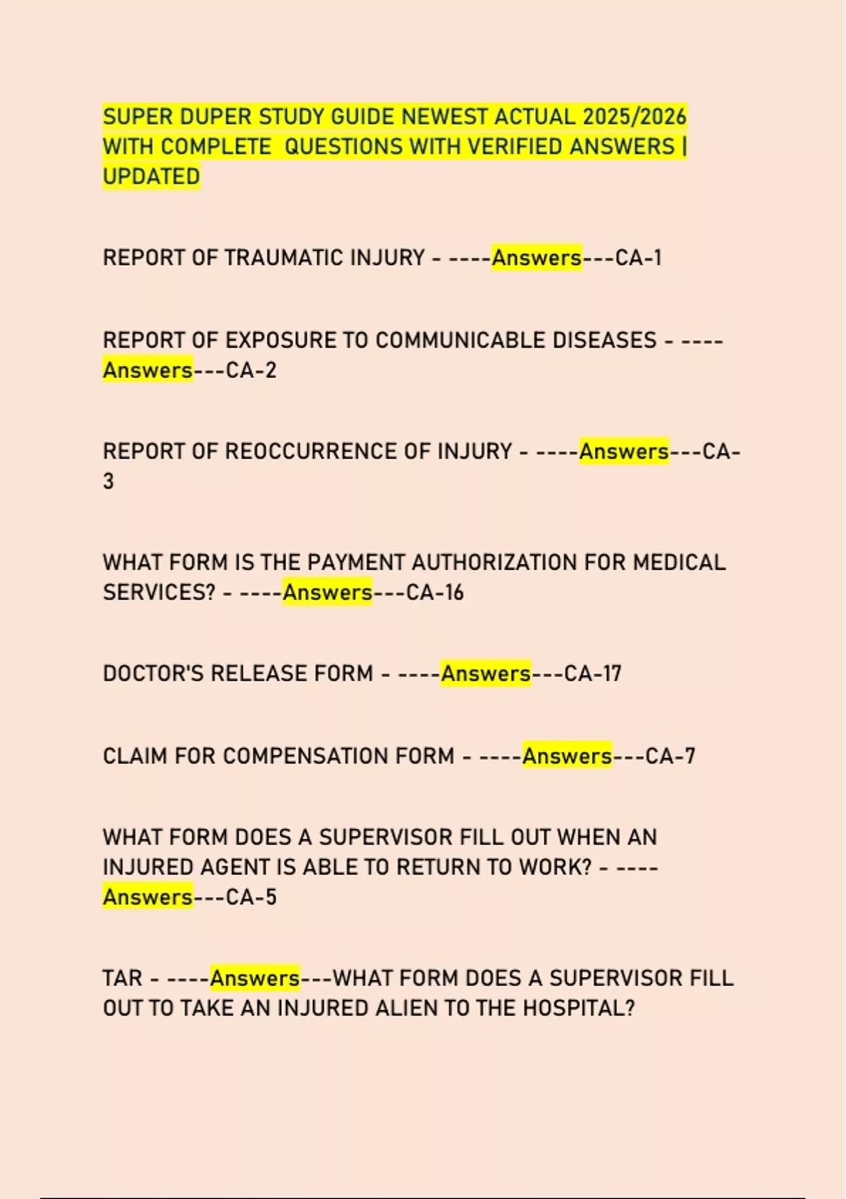 SUPER DUPER STUDY GUIDE NEWEST ACTUAL 2025/2026 WITH COMPLETE QUESTIONS ...