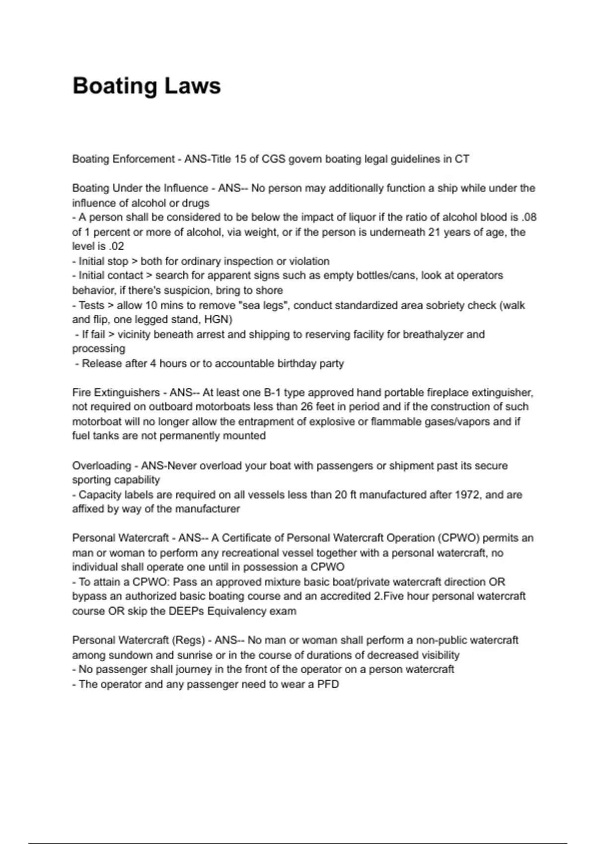 Boating Laws NEWEST 2025/2026 ACTUAL COMPLETE QUESTIONS AND CORRECT DETAILED ANSWERS (VERIFIED ...