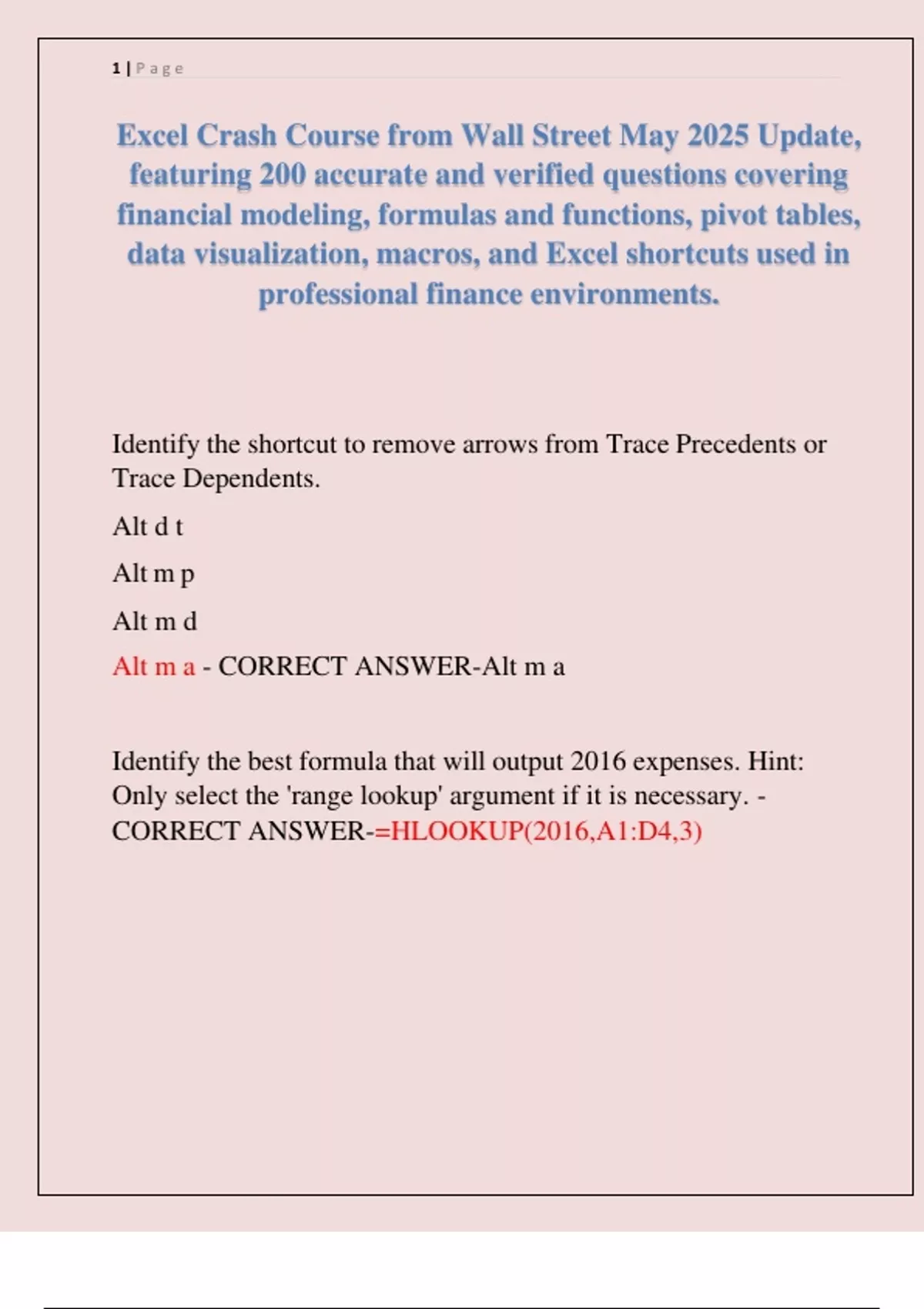 Excel Crash Course from Wall Street May 2025 Update, featuring 200 ...