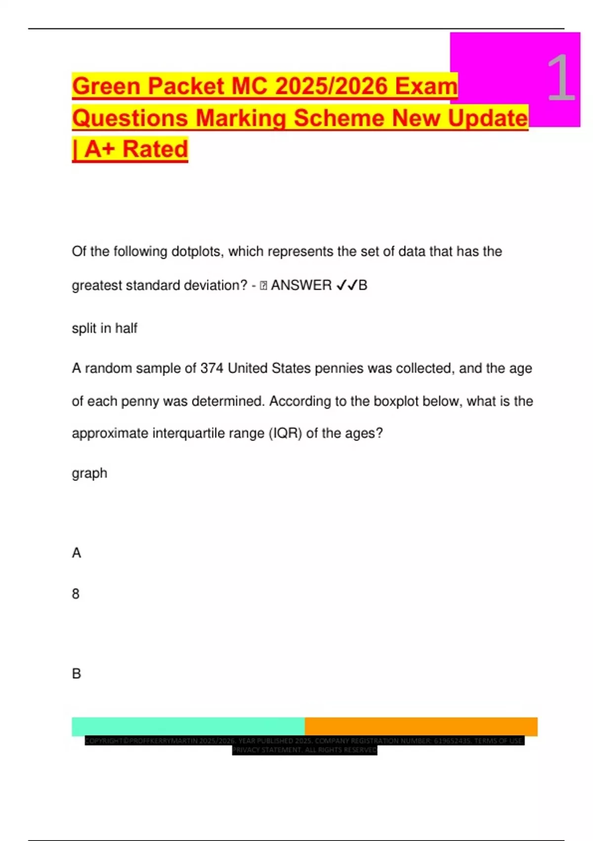 Green Packet MC 2025/2026 Exam Questions Marking Scheme New Update | A+ ...