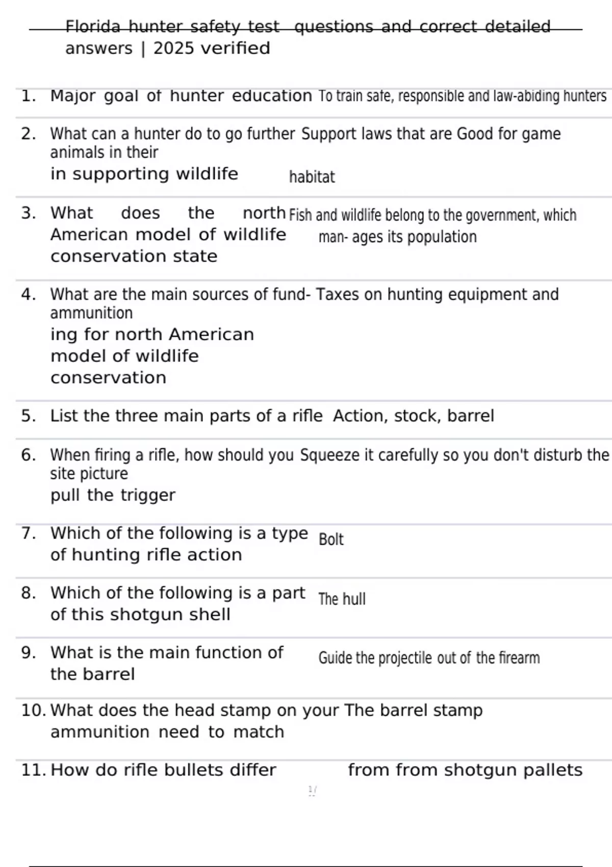 Florida hunter safety test questions and correct detailed answers ...
