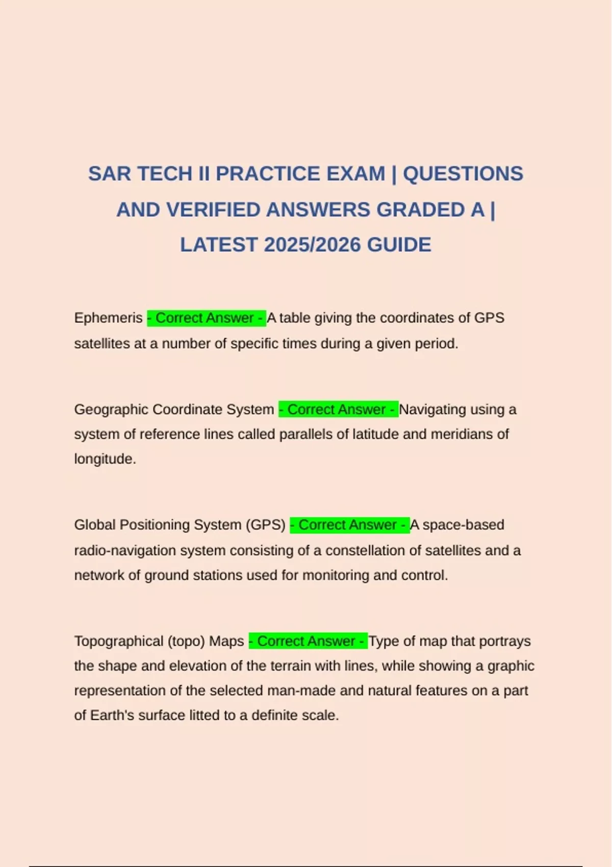 SAR TECH II PRACTICE EXAM | QUESTIONS AND VERIFIED ANSWERS GRADED A ...