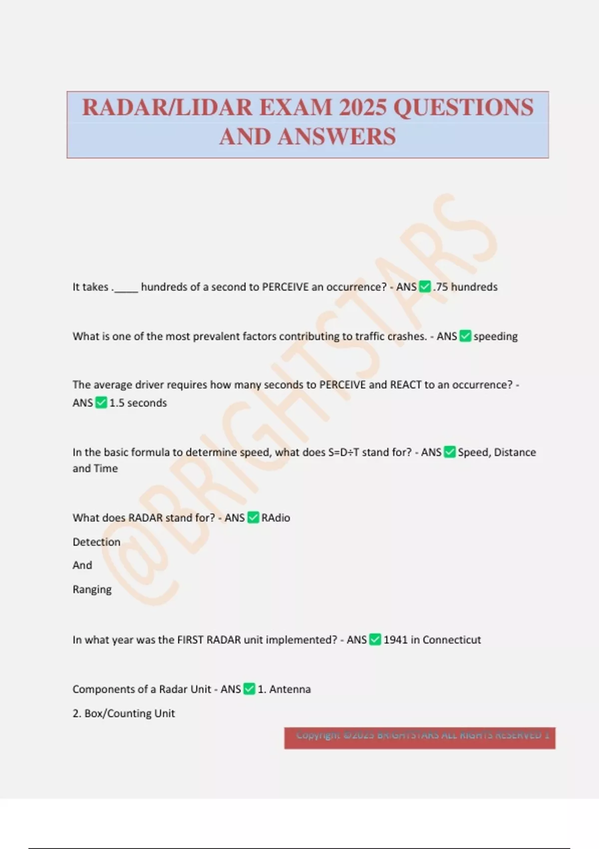 RADAR/LIDAR EXAM 2025 QUESTIONS AND ANSWERS - RADAR/LIDAR - Stuvia US