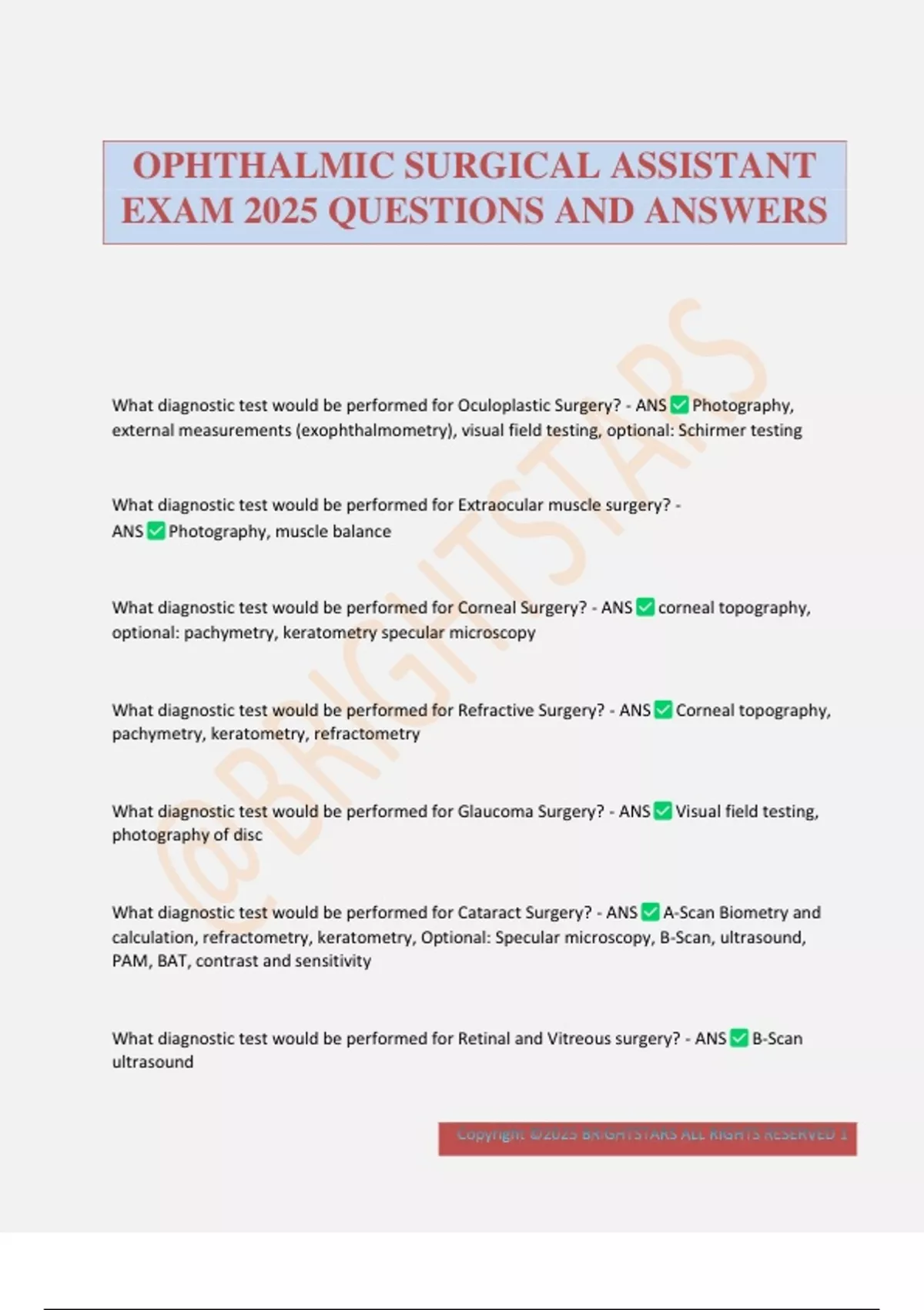 OPHTHALMIC SURGICAL ASSISTANT EXAM 2025 QUESTIONS AND ANSWERS ...