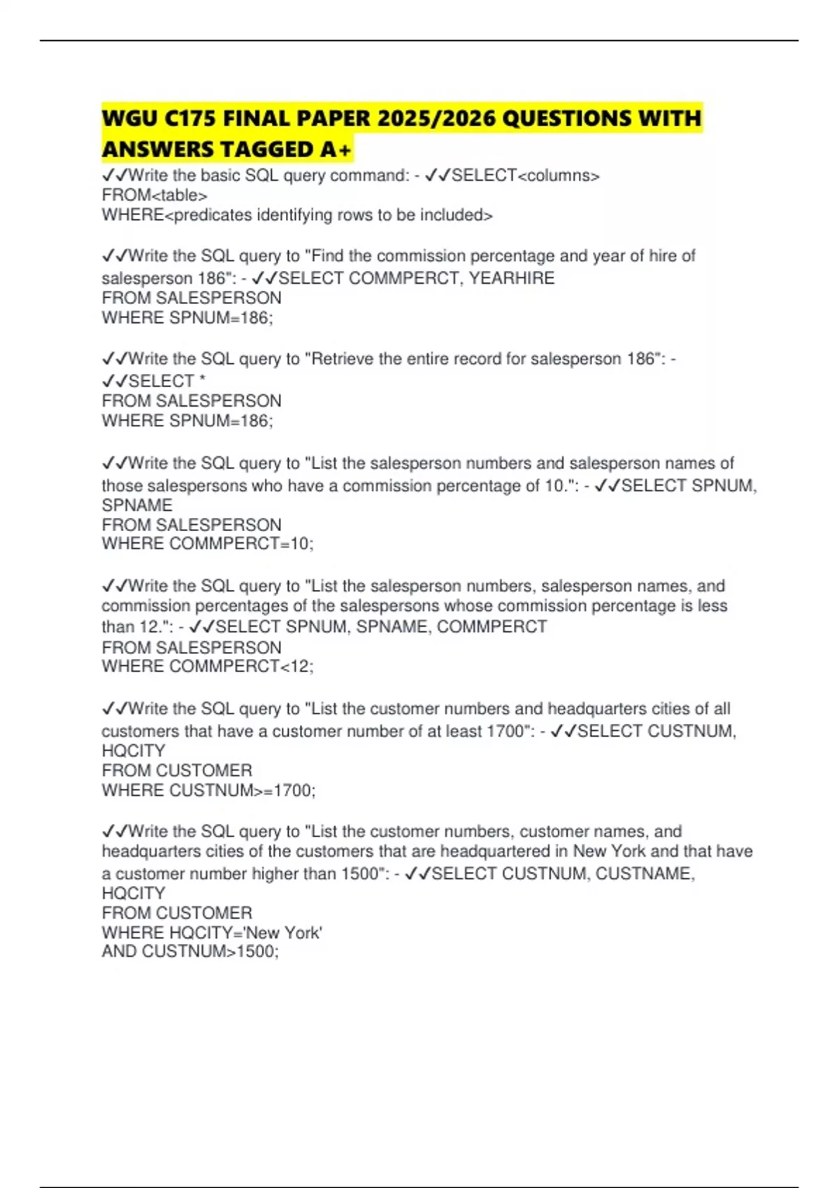 WGU C175 FINAL PAPER 2025/2026 QUESTIONS WITH ANSWERS TAGGED A+ - WGU ...