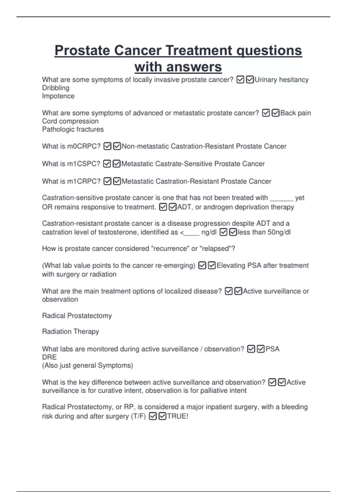 Prostate Cancer Treatment questions with answers - Rostate Cancer ...