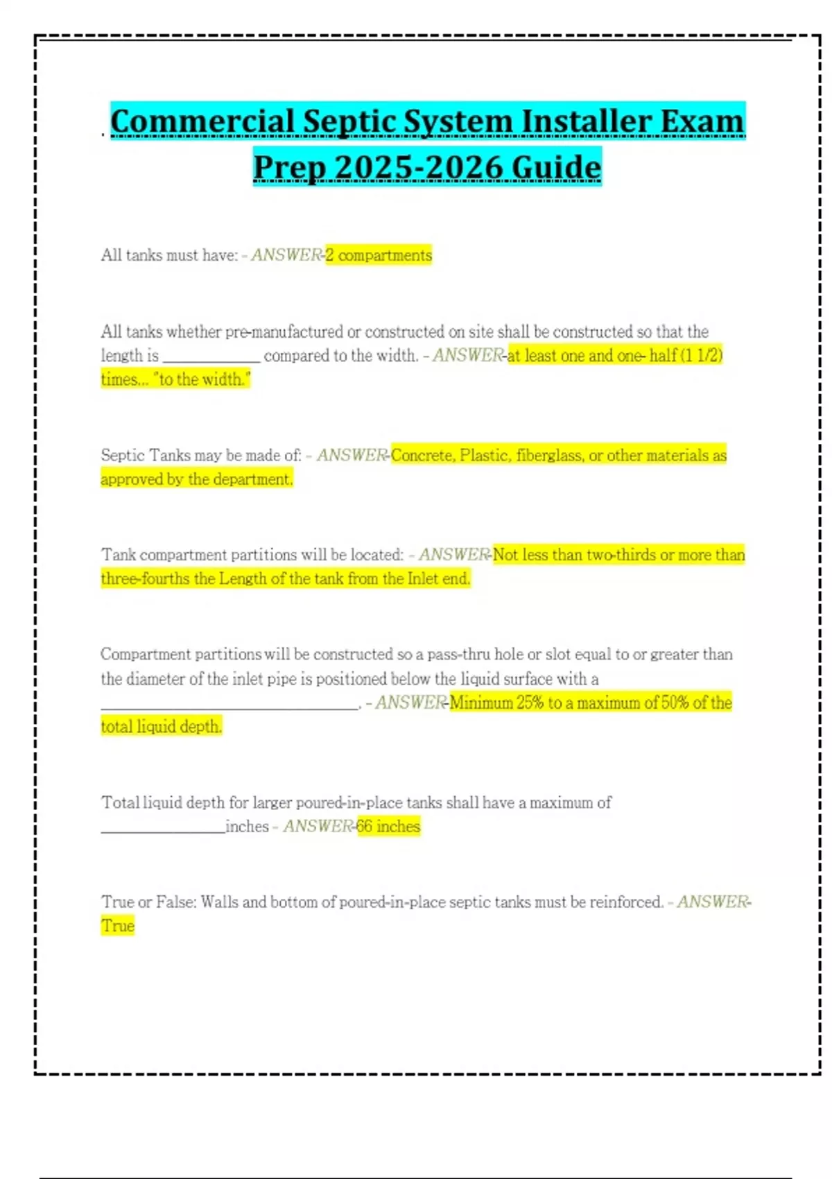 Commercial Septic System Installer Exam Prep Guide - Environmental and ...