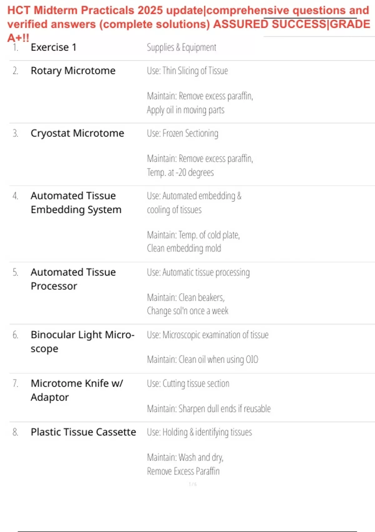 HCT Midterm Practicals 2025 update|comprehensive questions and verified answers (complete ...