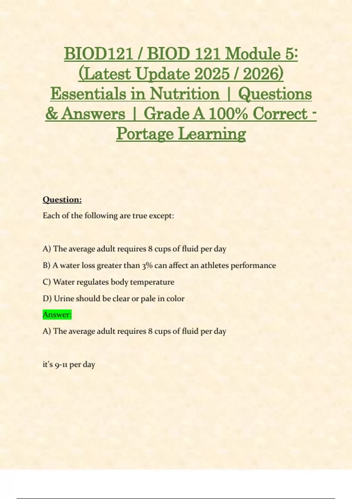 BIOD121 / BIOD 121 Module 5: (Latest Update 2025 / 2026) Essentials in ...