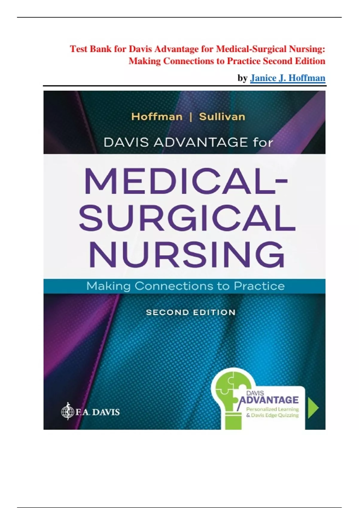 Test Bank for Davis Advantage for Medical-Surgical Nursing: Making ...