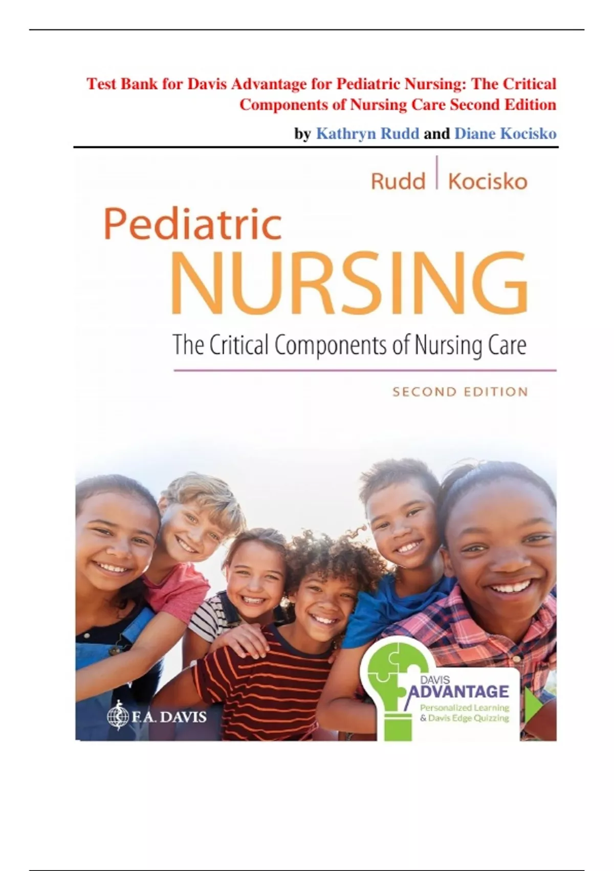 Test Bank for Davis Advantage for Pediatric Nursing: The Critical ...