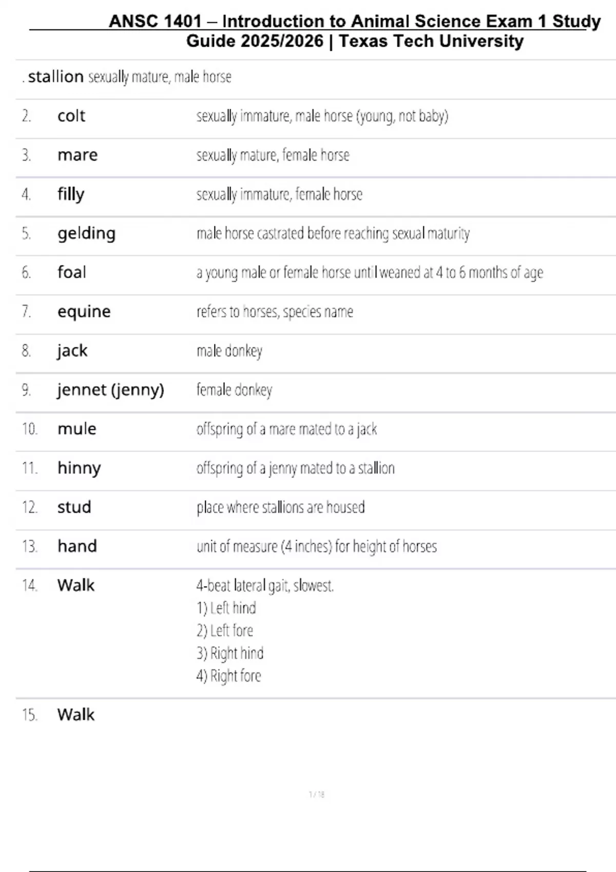 ANSC 1401 – Introduction to Animal Science Exam 1 Study Guide 2025/2026 ...