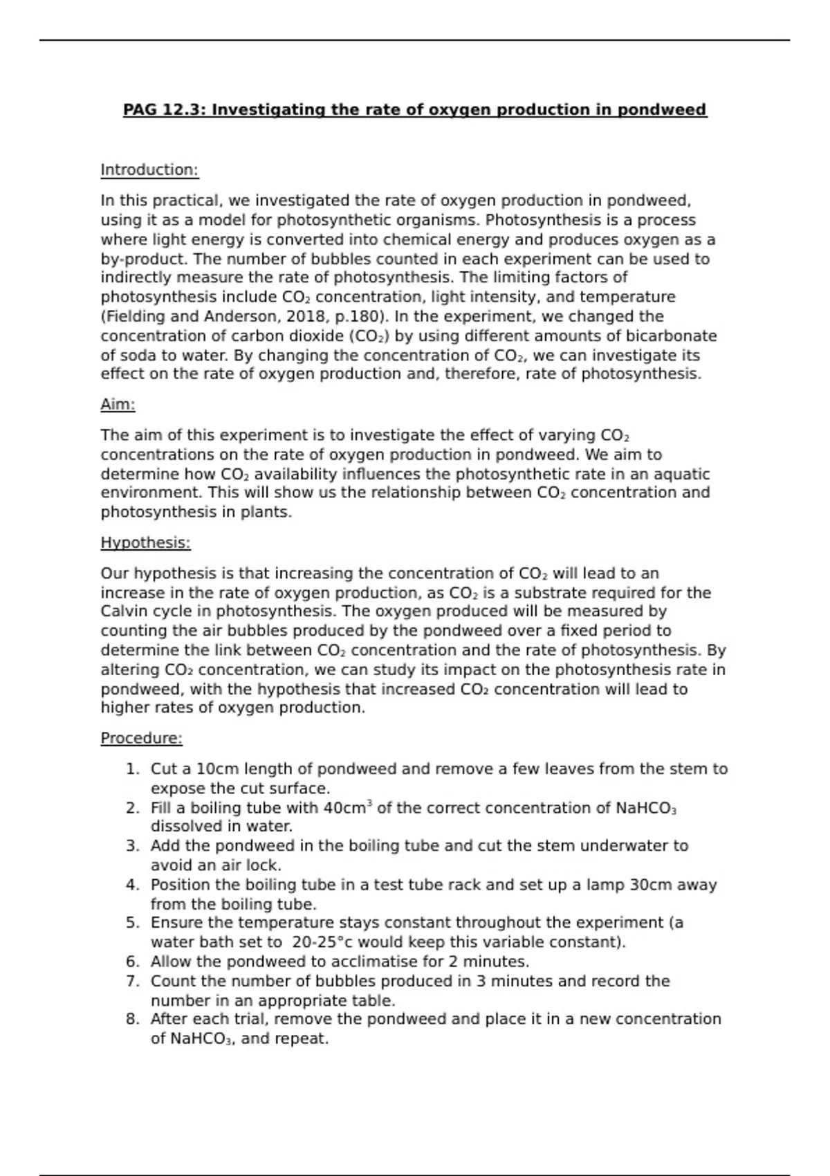 Biology PAG 12.3 example answer - PAG 12.3 - Stuvia UK