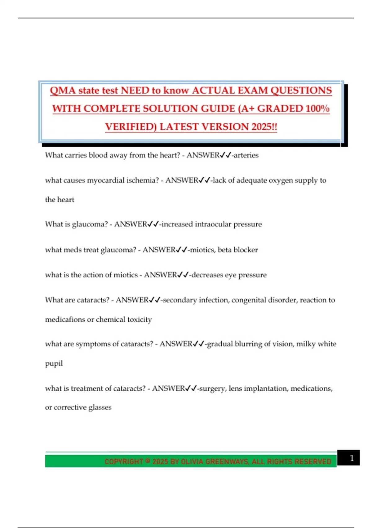 QMA state test NEED to know ACTUAL EXAM QUESTIONS WITH COMPLETE ...
