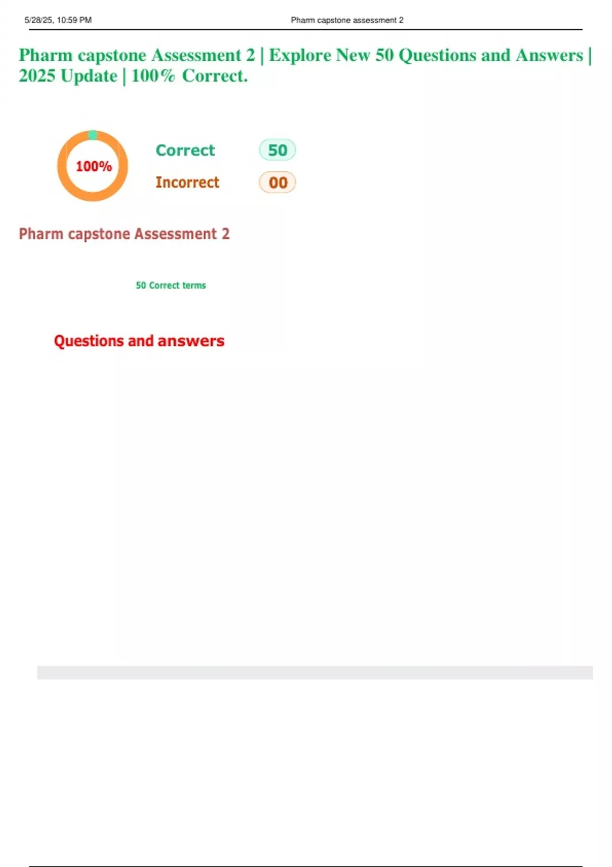 Pharm capstone Assessment 2 | Explore New 50 Questions and Answers ...