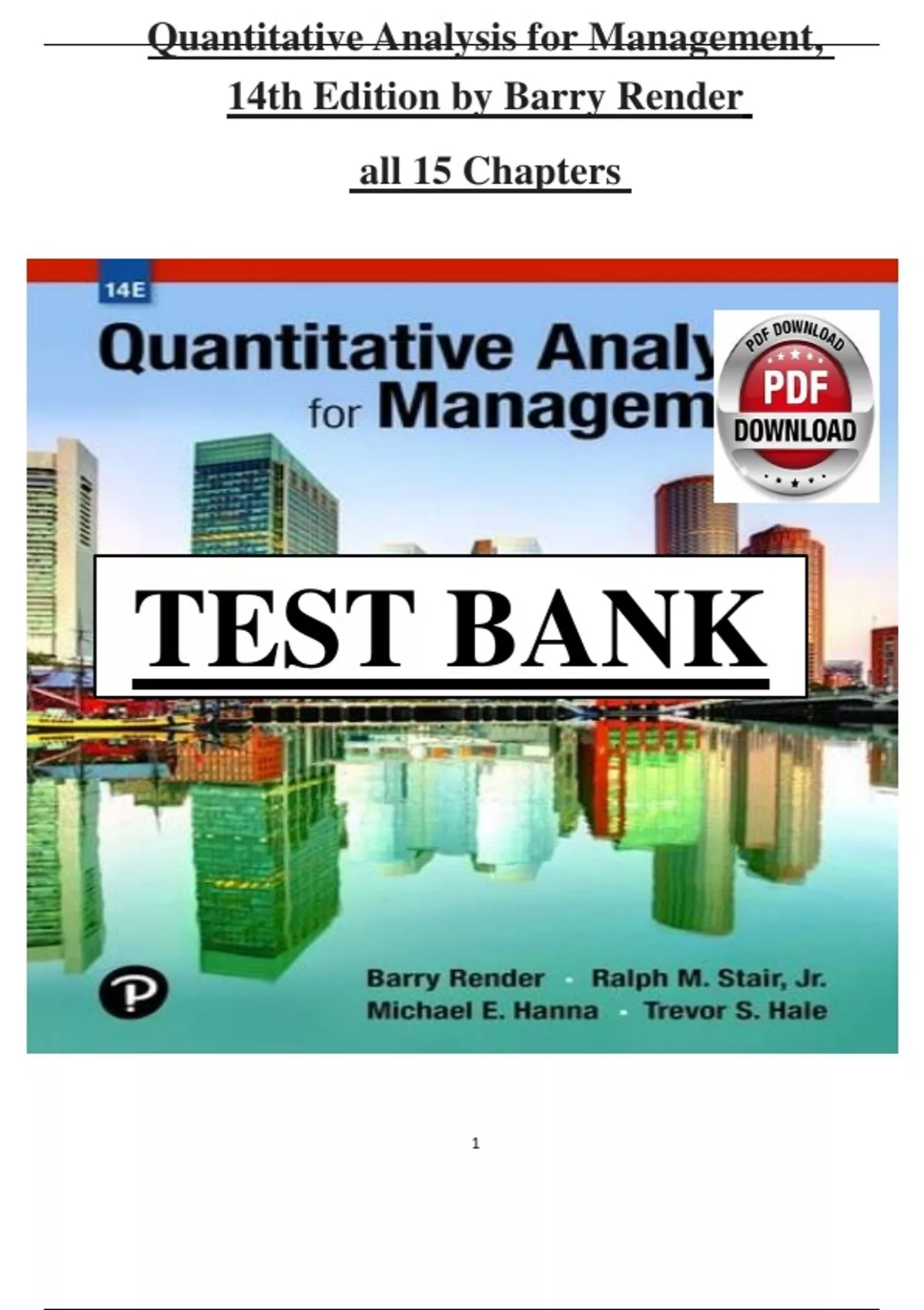 Test bank for Quantitative Analysis for Management 14th Edition by ...