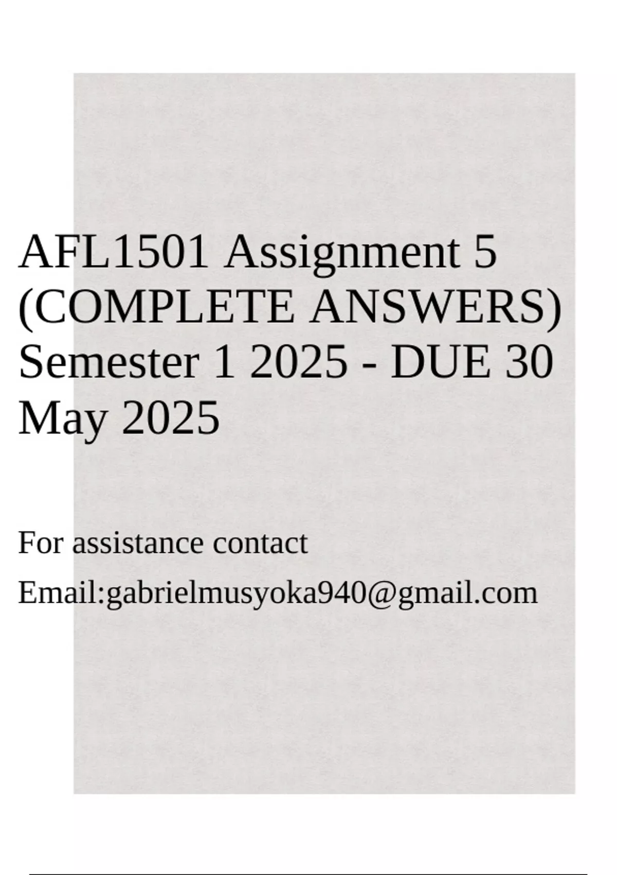 AFL1501 Assignment 5 (COMPLETE ANSWERS) Semester 1 2025 - DUE 30 May ...