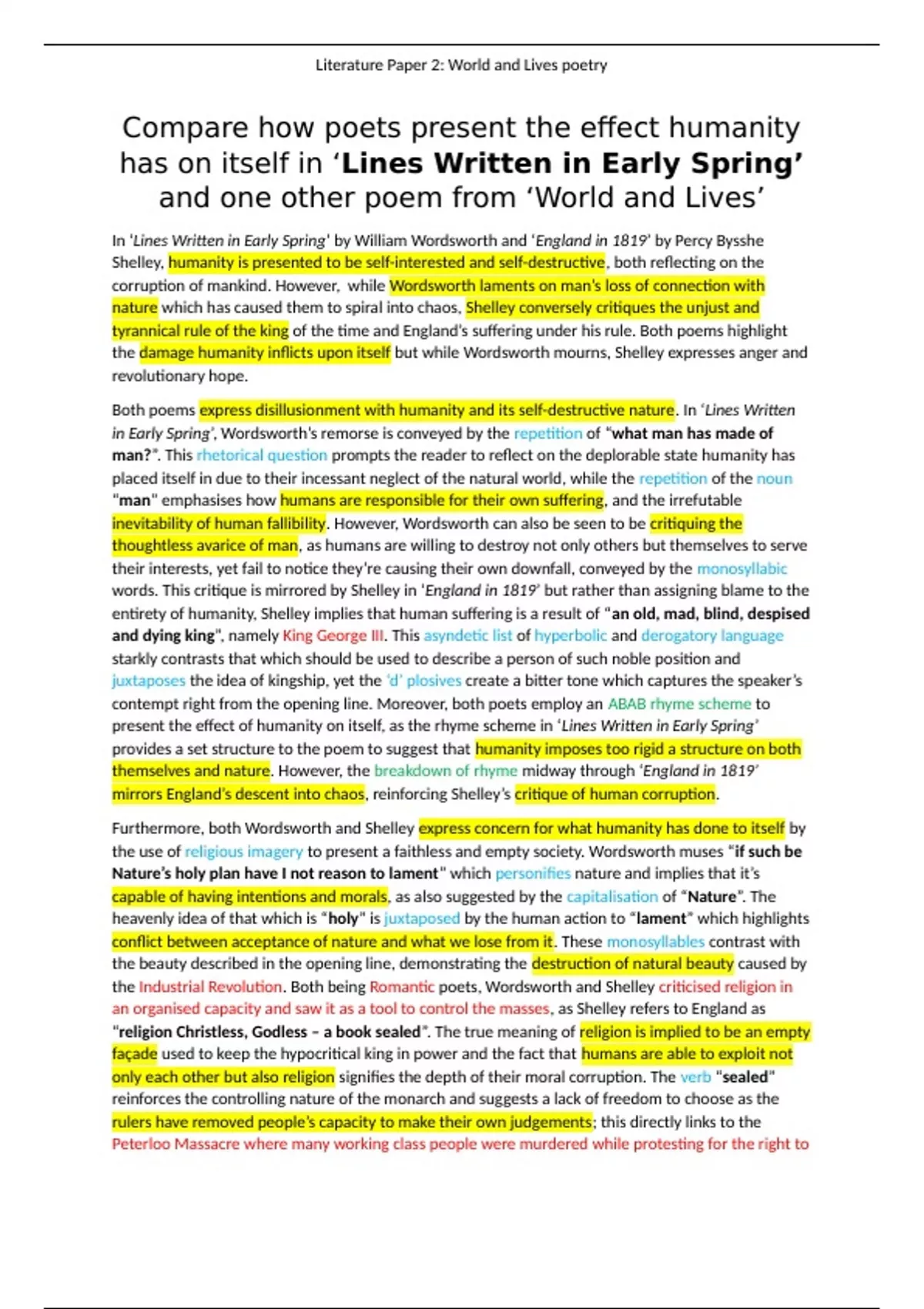 GCSE Worlds and Lives poetry ESSAYS - English - Stuvia UK