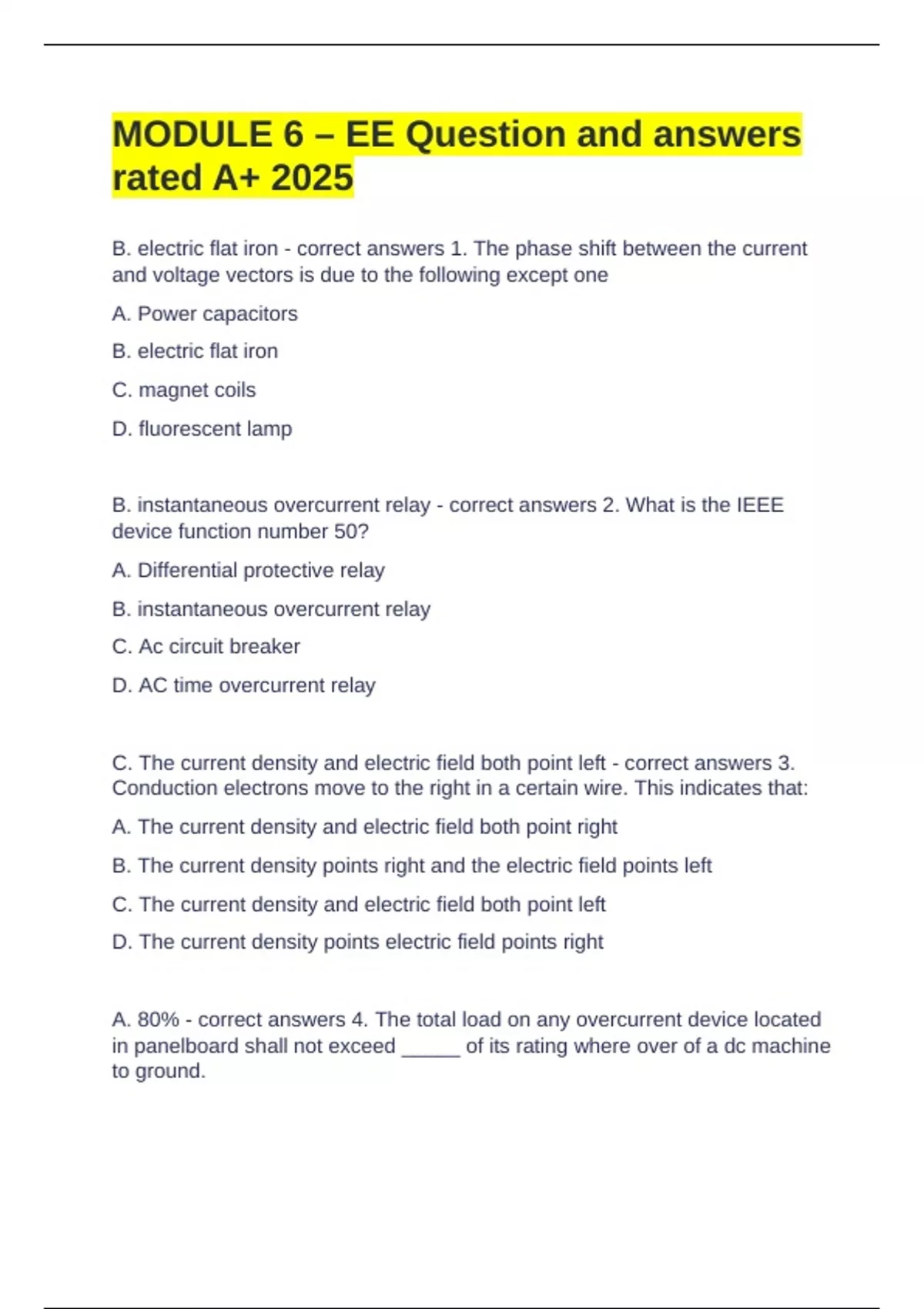 MODULE 6 – EE Question and answers rated A+ 2025 - MODULE 6 – EE ...