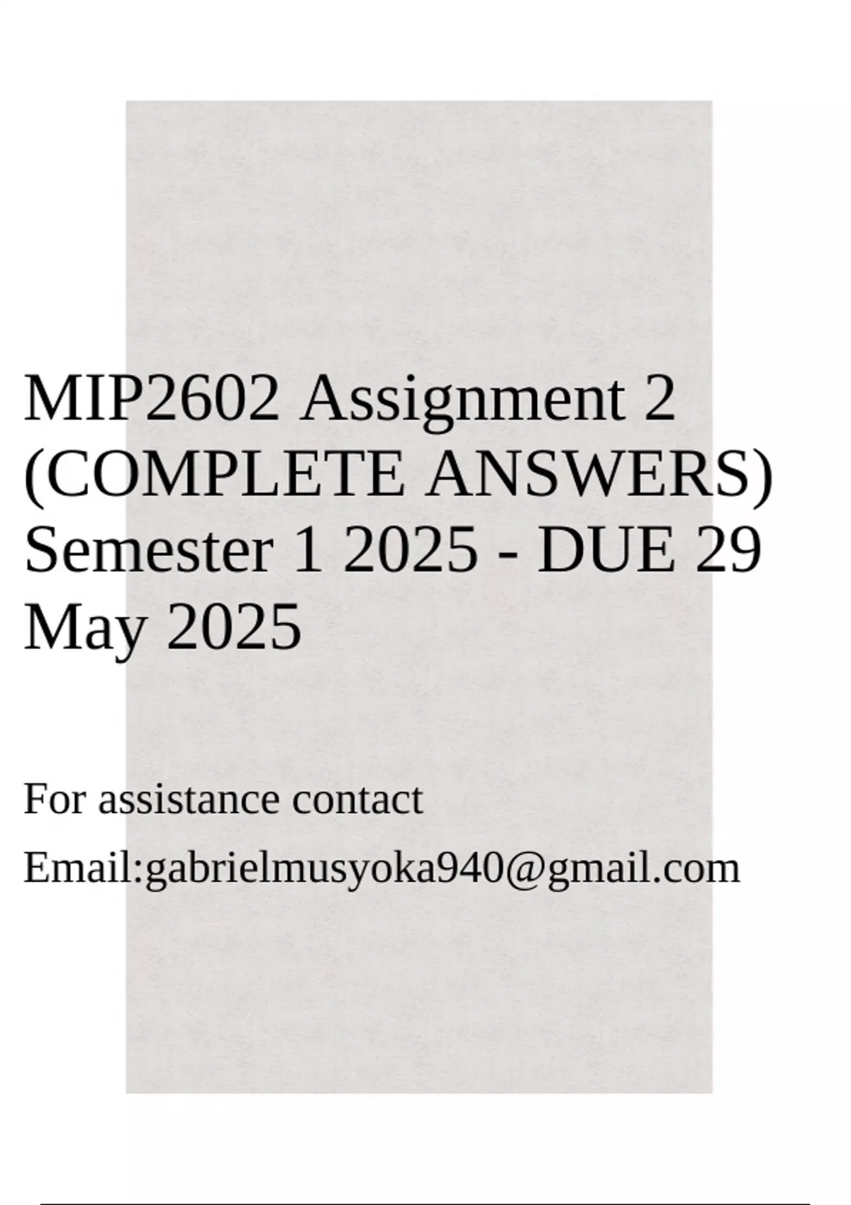Mip2602 Assignment 2 Complete Answers Semester 1 2025 Due 29 May