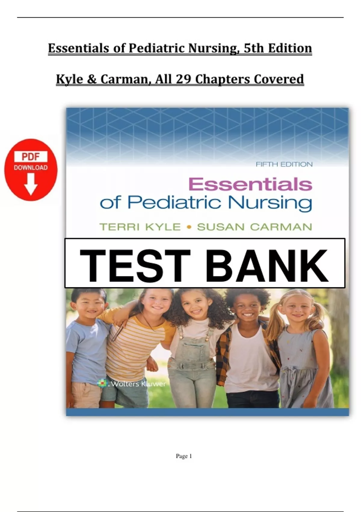 Essentials of Pediatric Nursing – (5th Edition, Exam Questions) – (Kyle & Carman) – (Ch. 1–29 ...