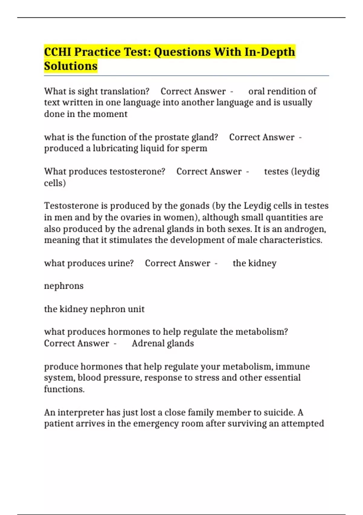 CCHI Practice Test: Questions With In-Depth Solutions - CCHI Core ...