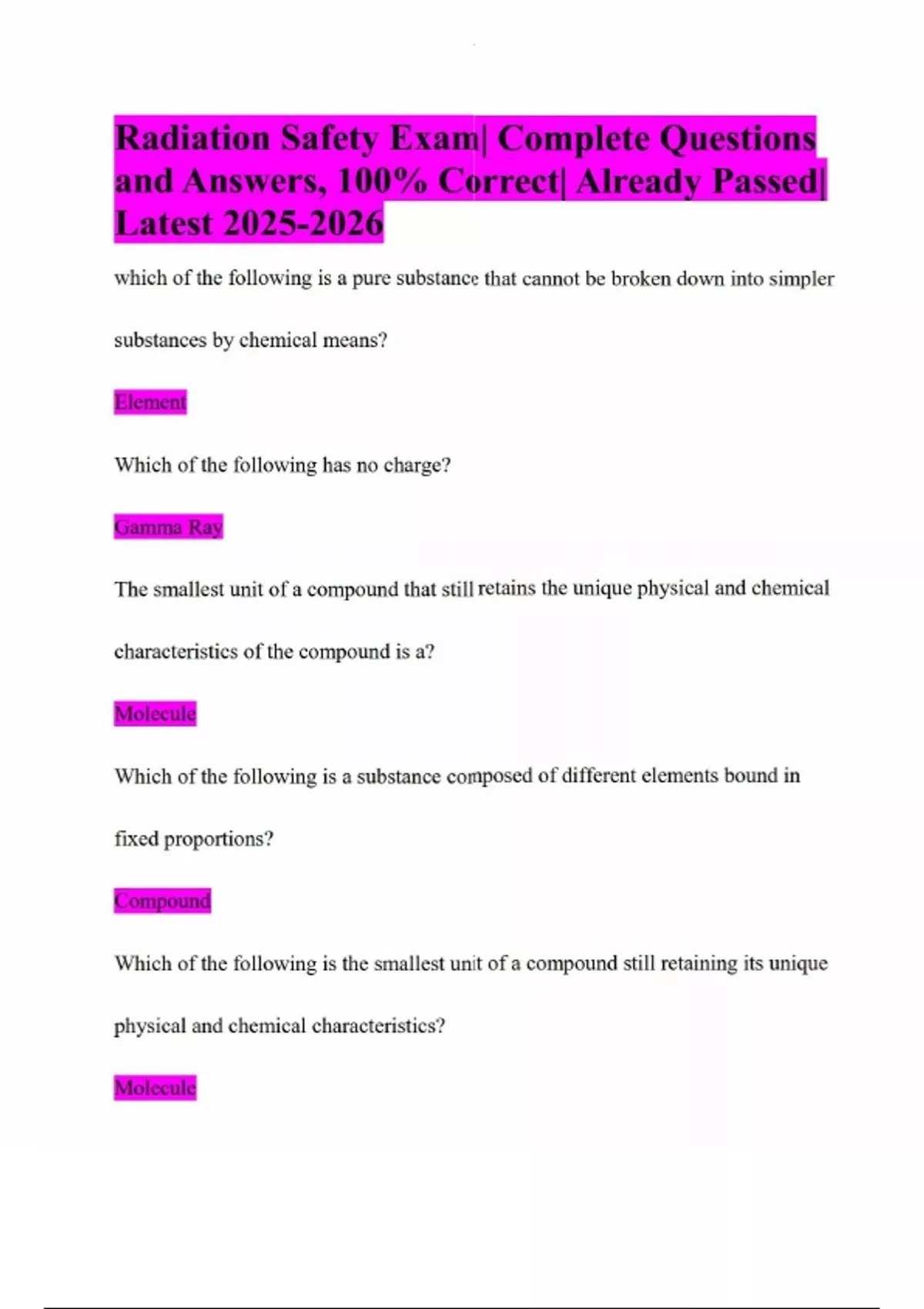 ALMS- Radiation Safety Exam|Radiation Safety Exam|Basic Radiation ...