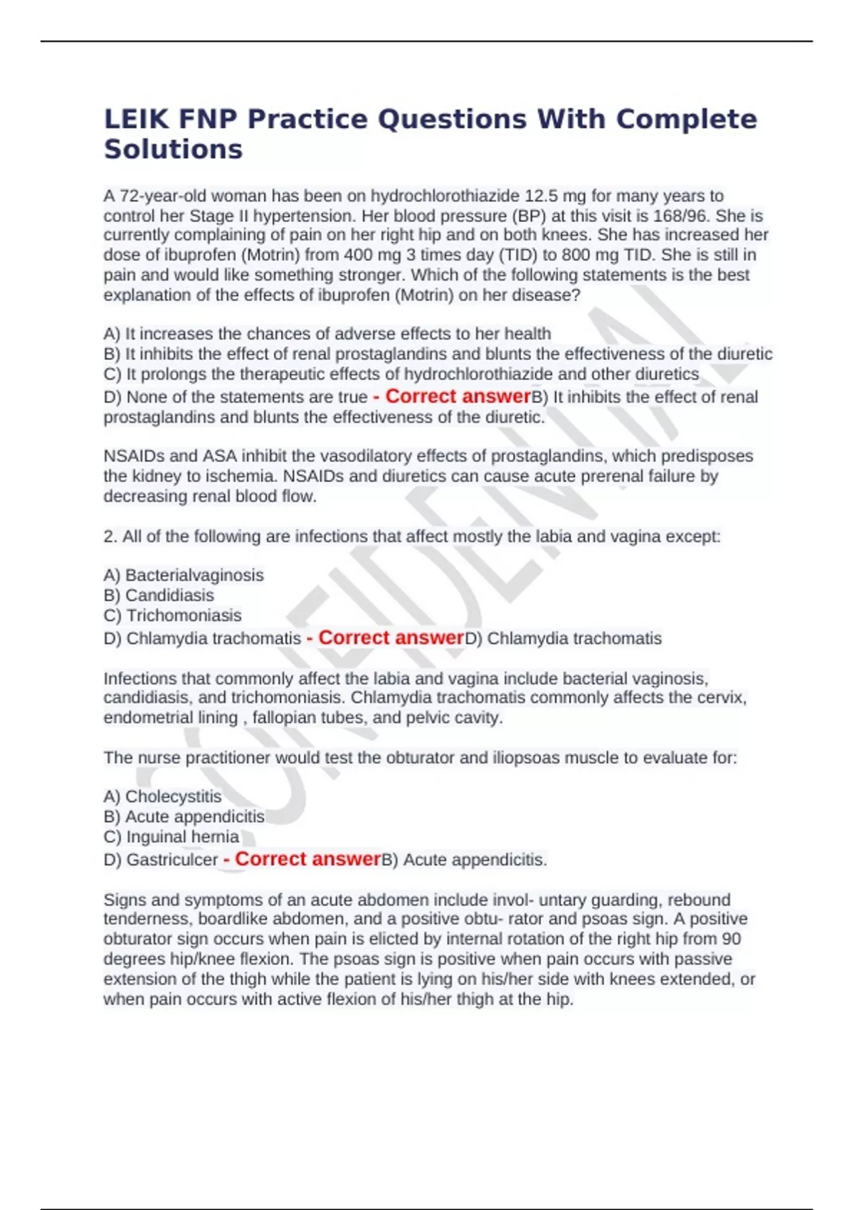 LEIK FNP Practice Questions With Complete Solutions - LEIK FNP Practice ...