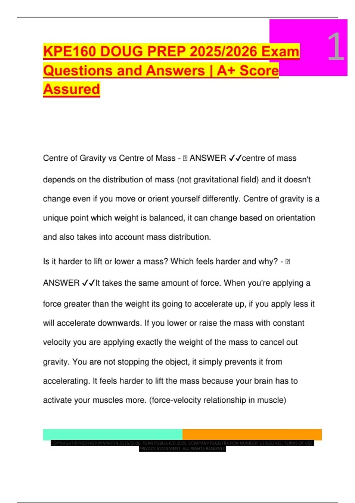 KPE160 DOUG PREP 2025/2026 Exam Questions and Answers | A+ Score ...