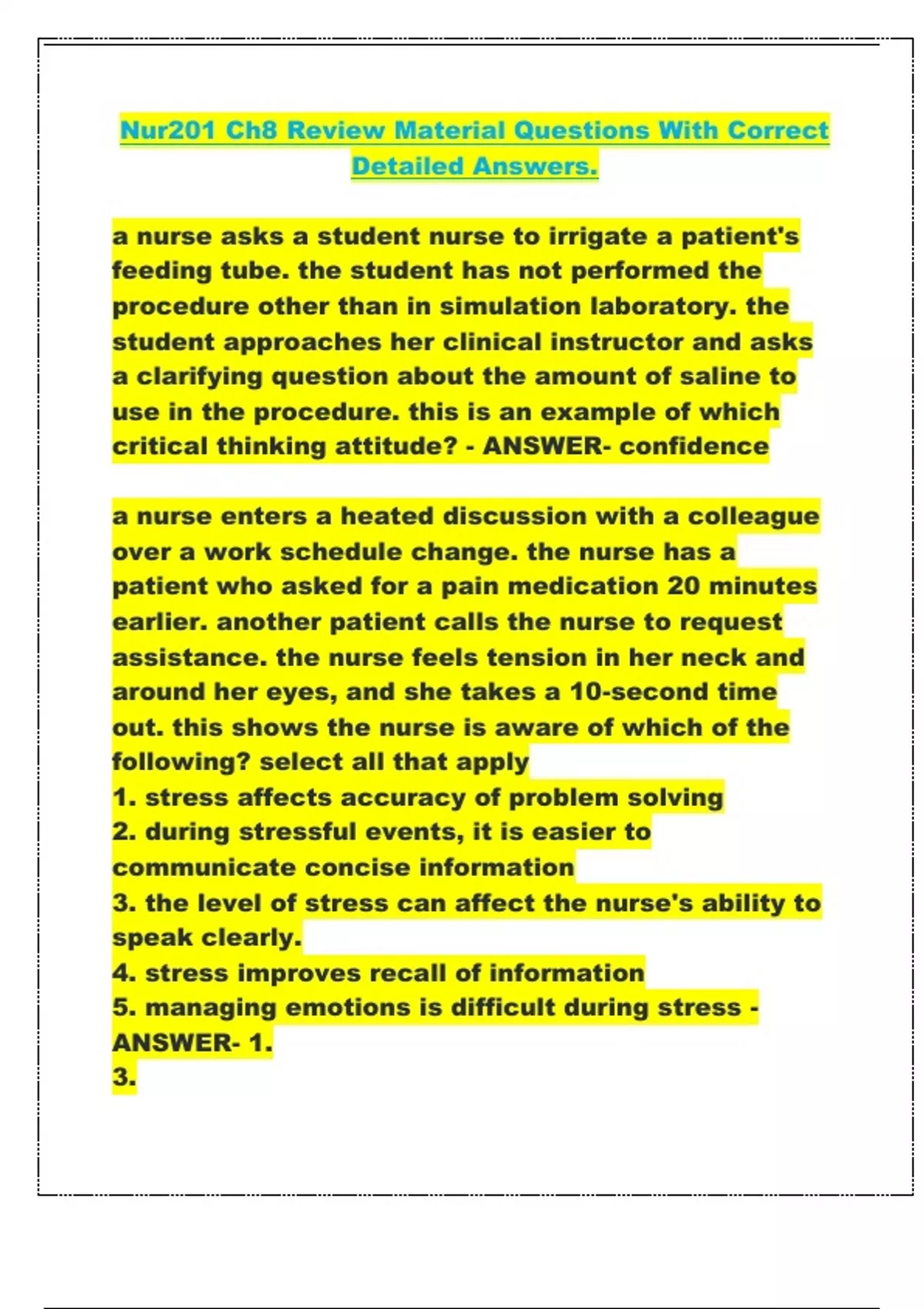Nur201 Ch8 Review Material Questions With Correct Detailed Answers..pdf ...