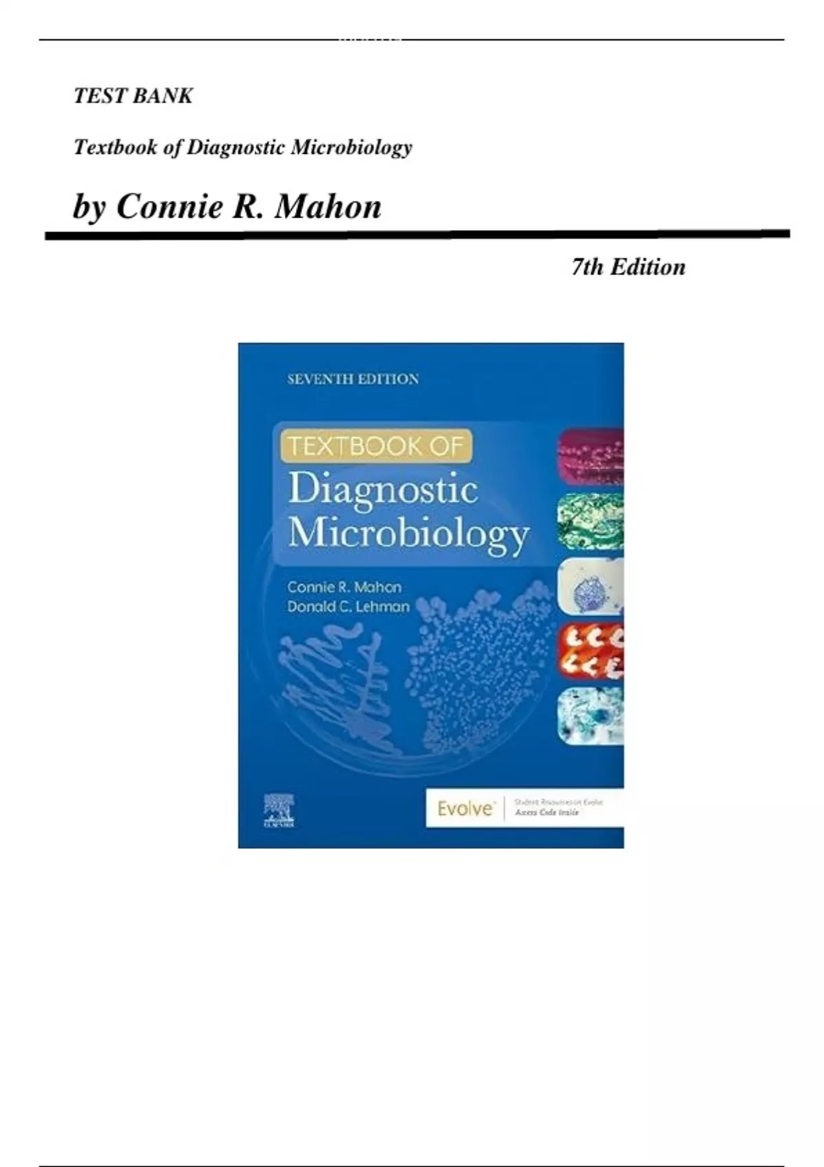 Test Bank for Textbook of Diagnostic Microbiology 7th Edition by Connie ...