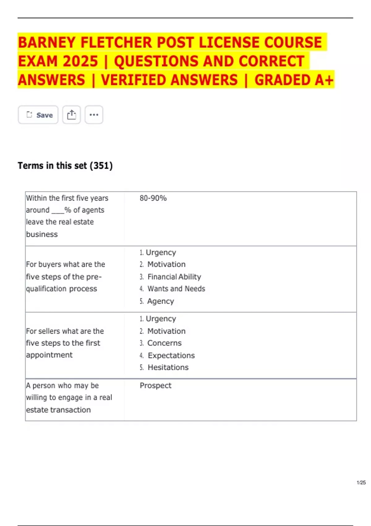Barney Fletcher Post License Course Exam 2025 – Questions and Correct Answers (Graded A+ ...