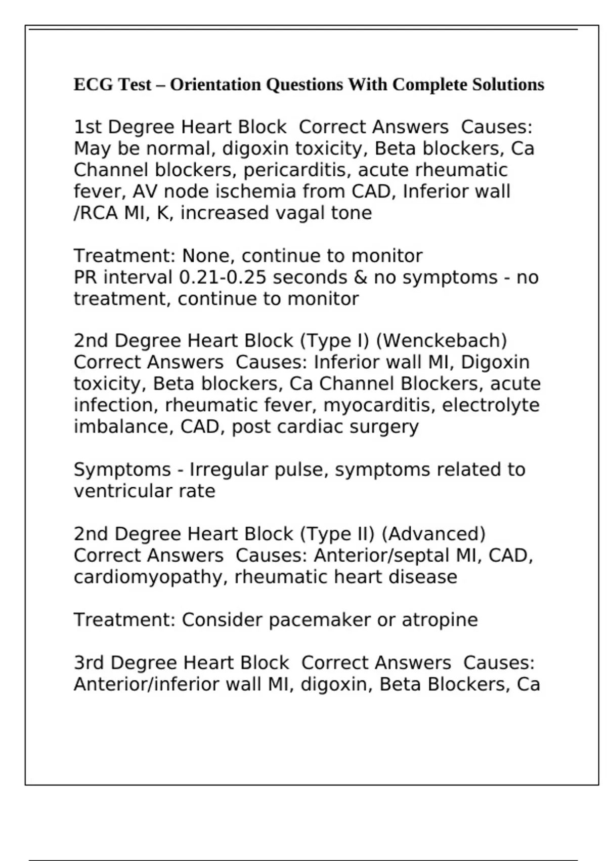 ECG Test – Orientation Questions With Complete Solutions - ECG - Stuvia US