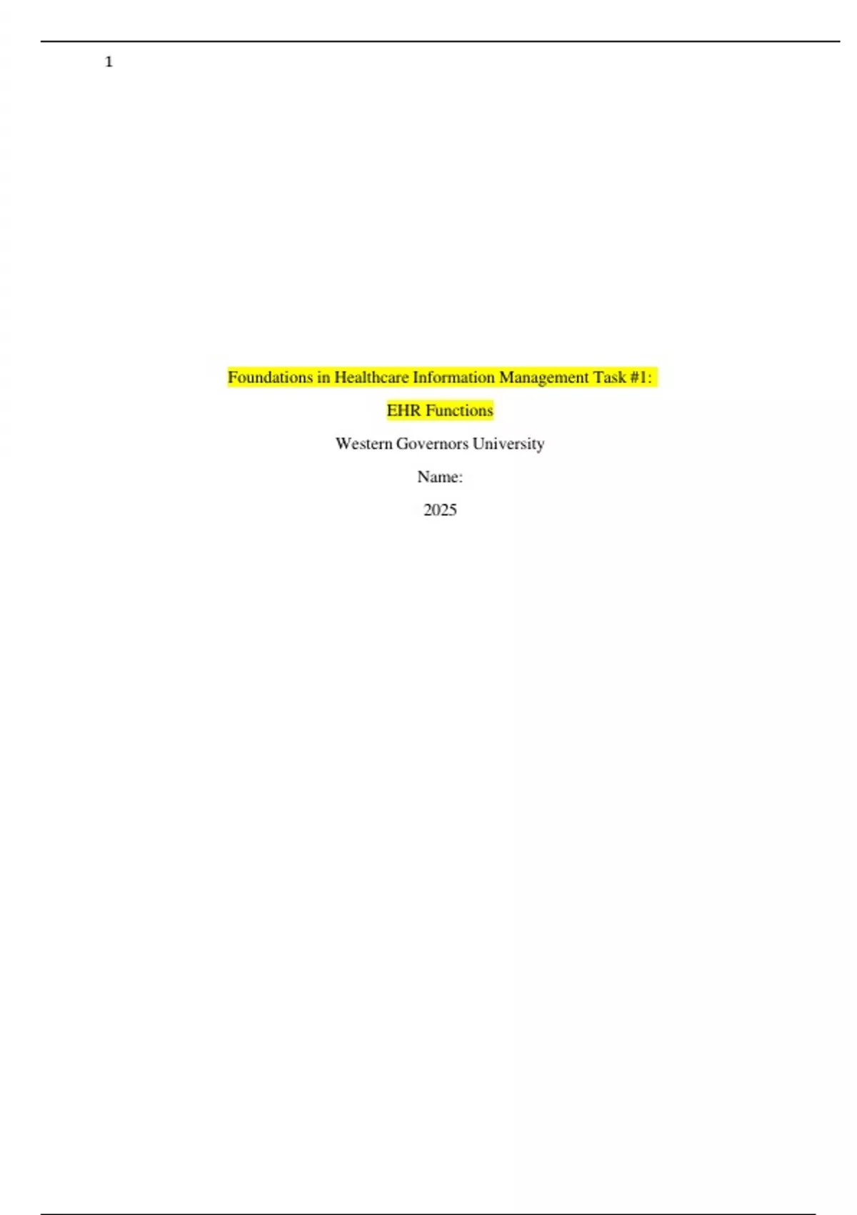 C802 Task 1 | Foundations in Healthcare Information Management Task #1 ...