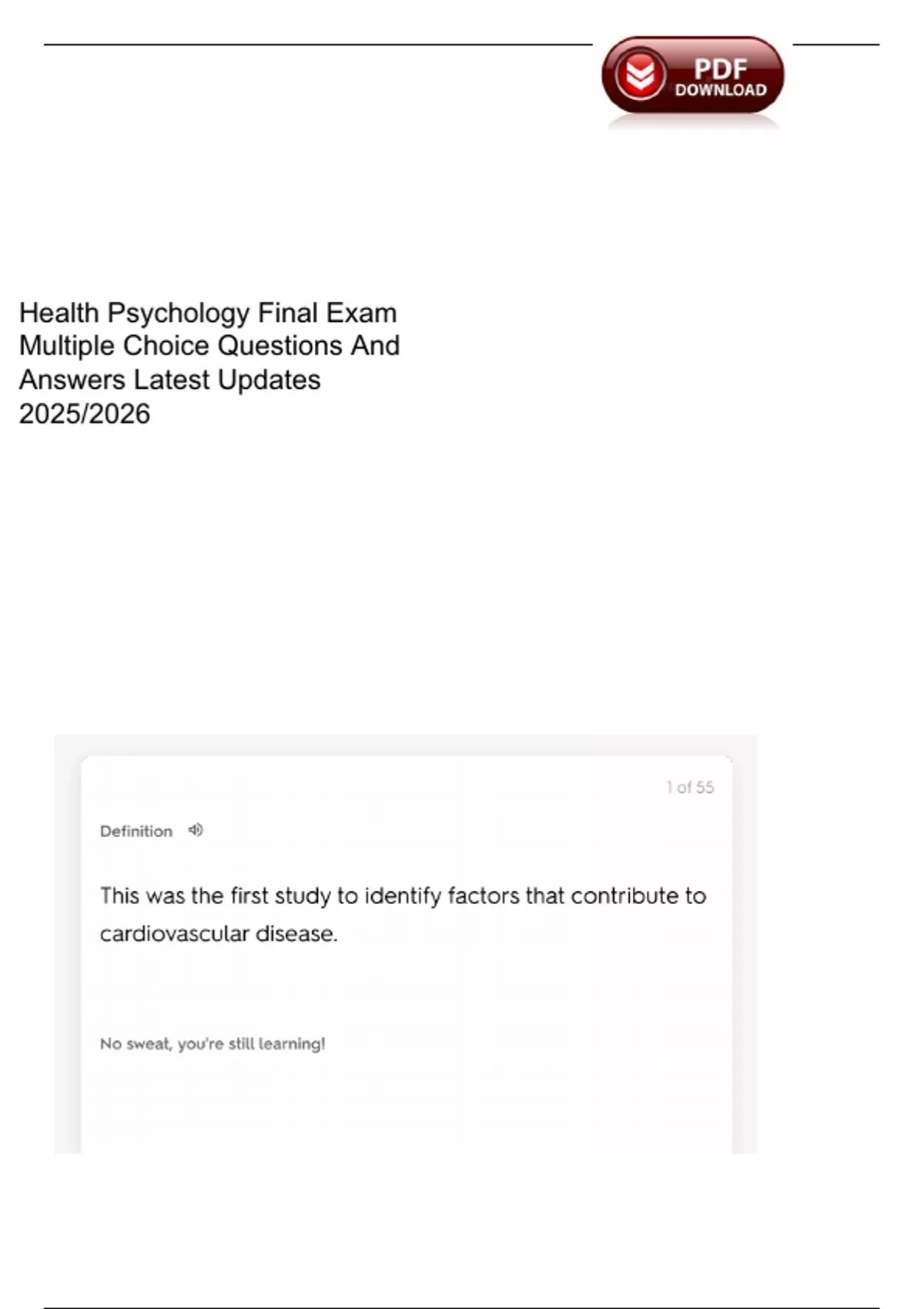 Health Psychology Final Exam Multiple Choice Questions And Answers ...