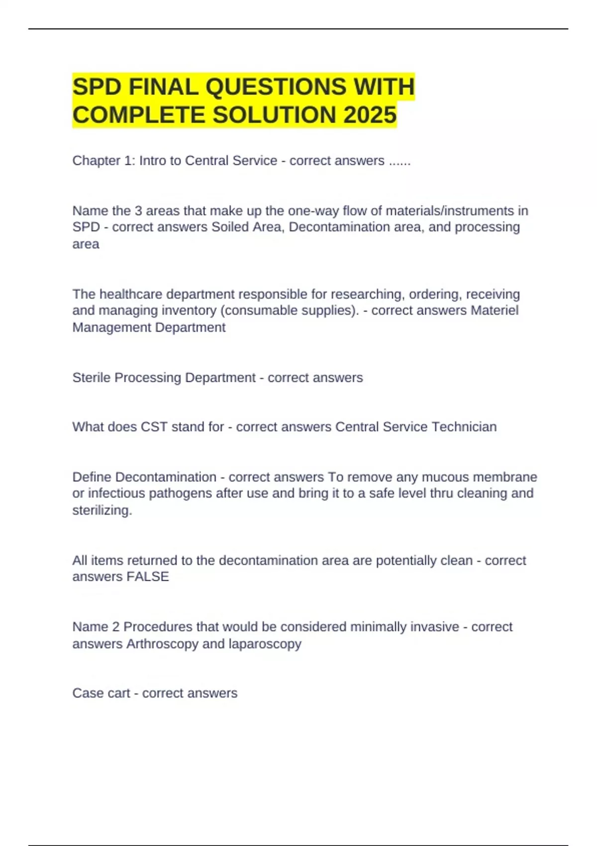 SPD FINAL QUESTIONS WITH COMPLETE SOLUTION 2025 - SPD - Stuvia US