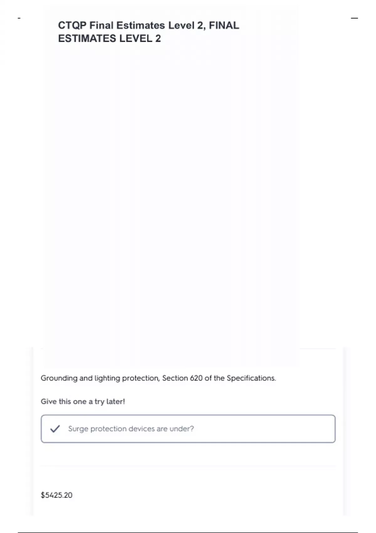 CTQP Final Estimates Level 2, FINAL ESTIMATES LEVEL 2 TEST QUESTIONS ...