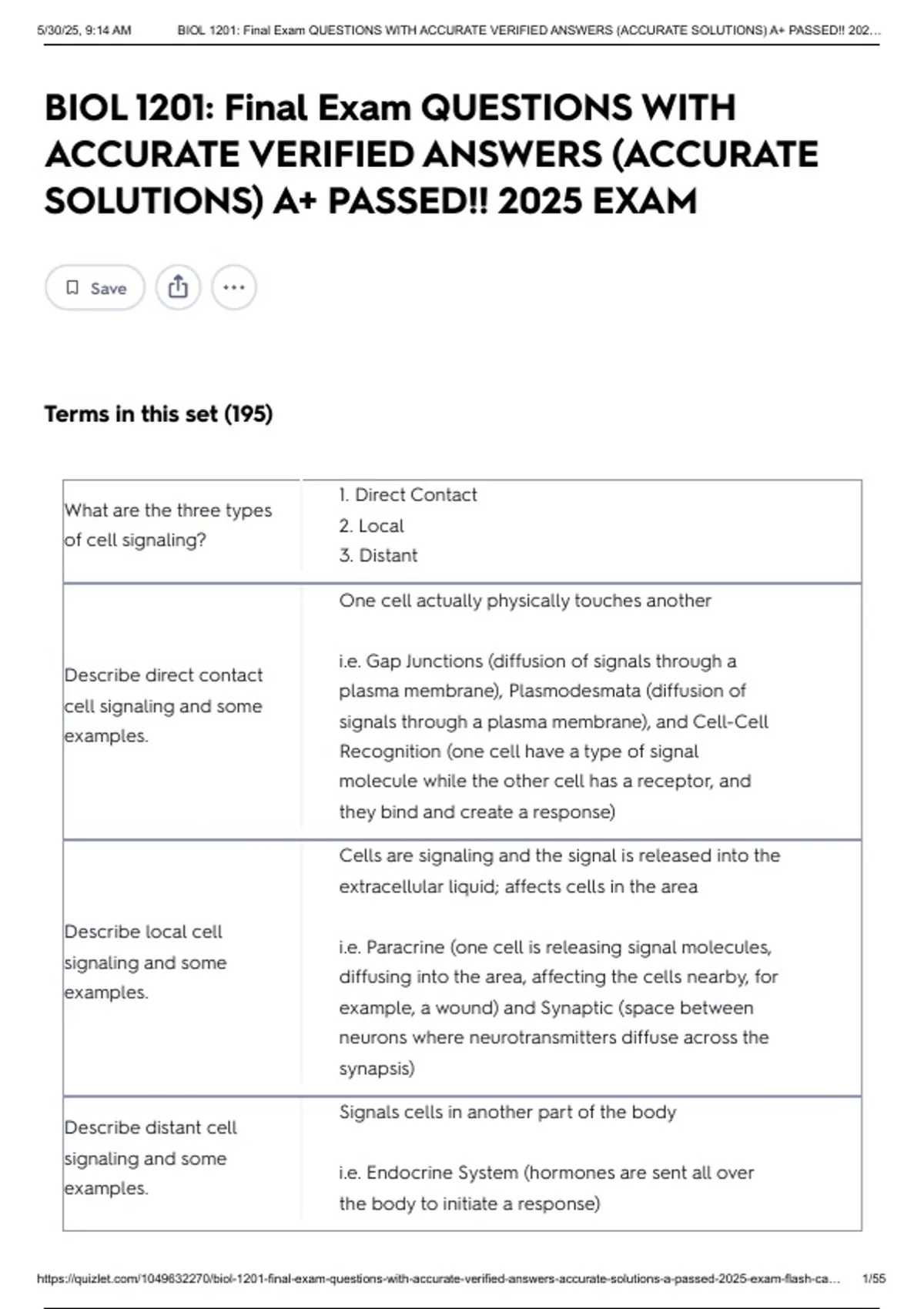 BIOL 1201: Final Exam QUESTIONS WITH ACCURATE VERIFIED ANSWERS (ACCURATE SOLUTIONS) A+ PASSED ...