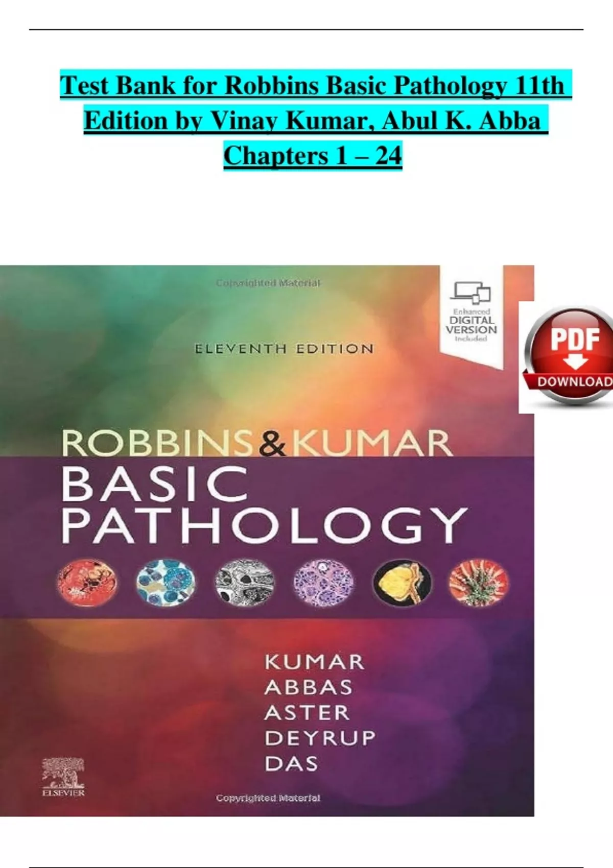 Test Bank for Robbins Basic Pathology 11th Edition by Vinay Kumar and ...