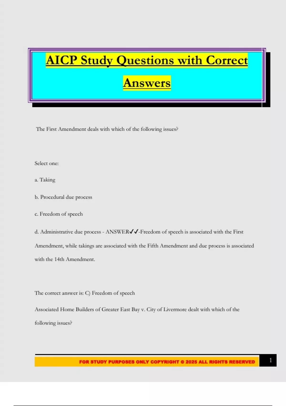 AICP Study Questions with Correct Answers - AICP - Stuvia US