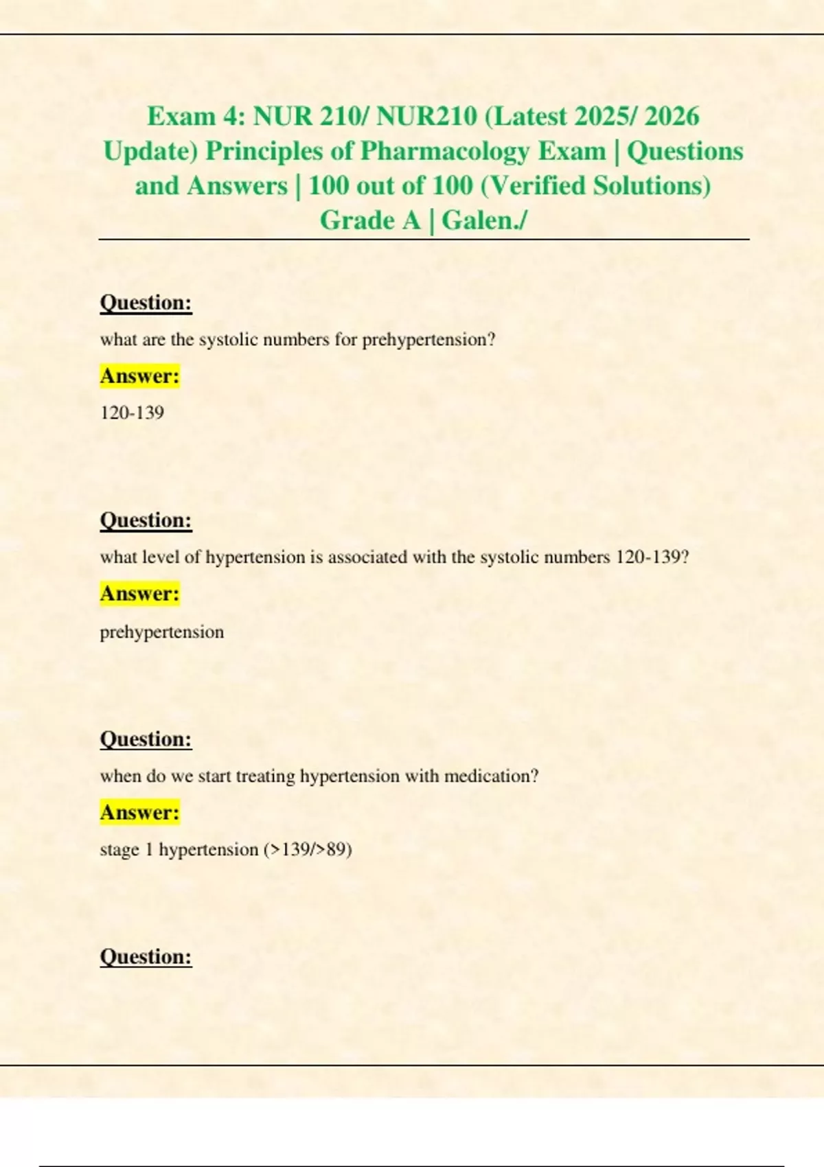 Exam 4: NUR 210/ NUR210 (Latest 2025 / 2026 Updates STUDY BUNDLE ...