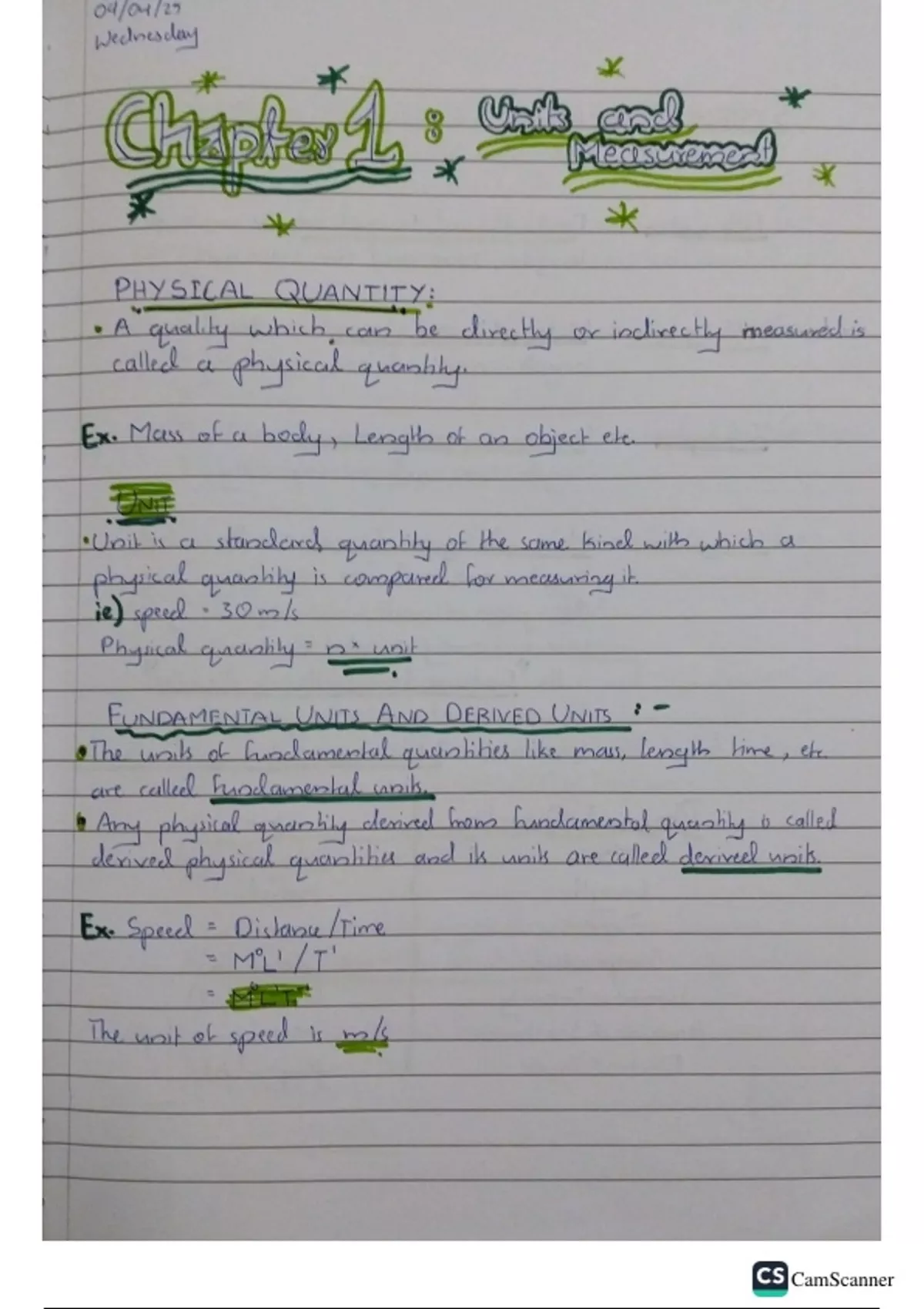 CBSE Class 11 - Physics Chapter 1 notes - Physics - Stuvia US